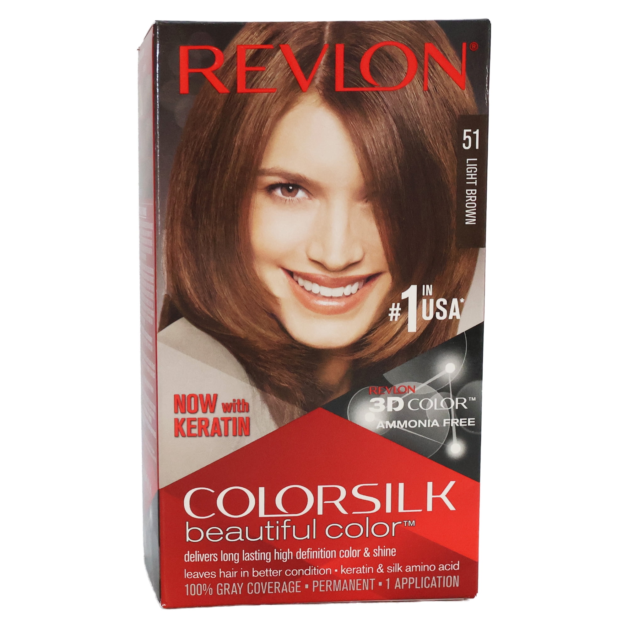 Revlon Colorsilk Beautiful Permanent Hair Color, Ammonia-Free, 51 Light ...