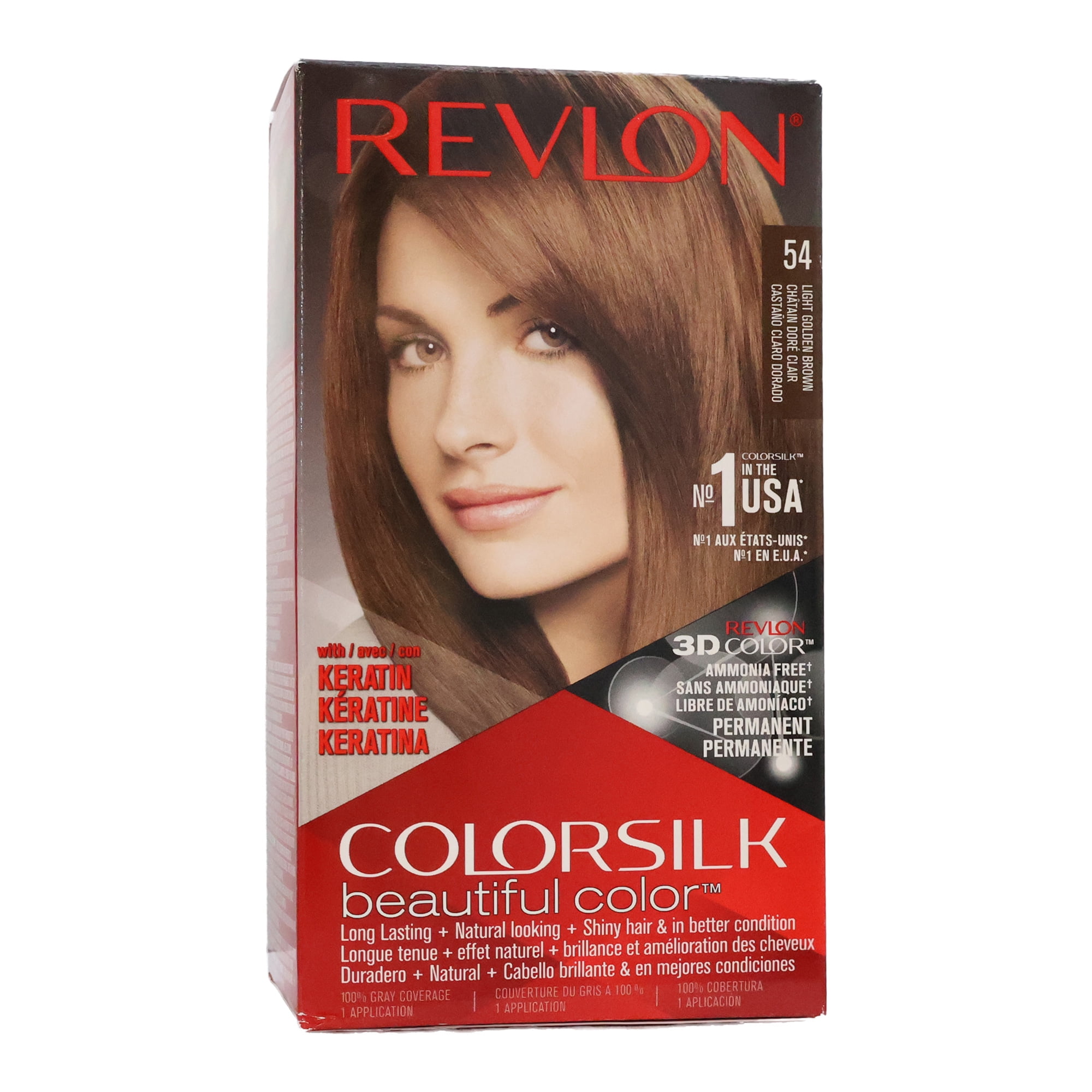 Revlon Colorsilk Beautiful Permanent Hair Color, 54 Light Golden Brown ...