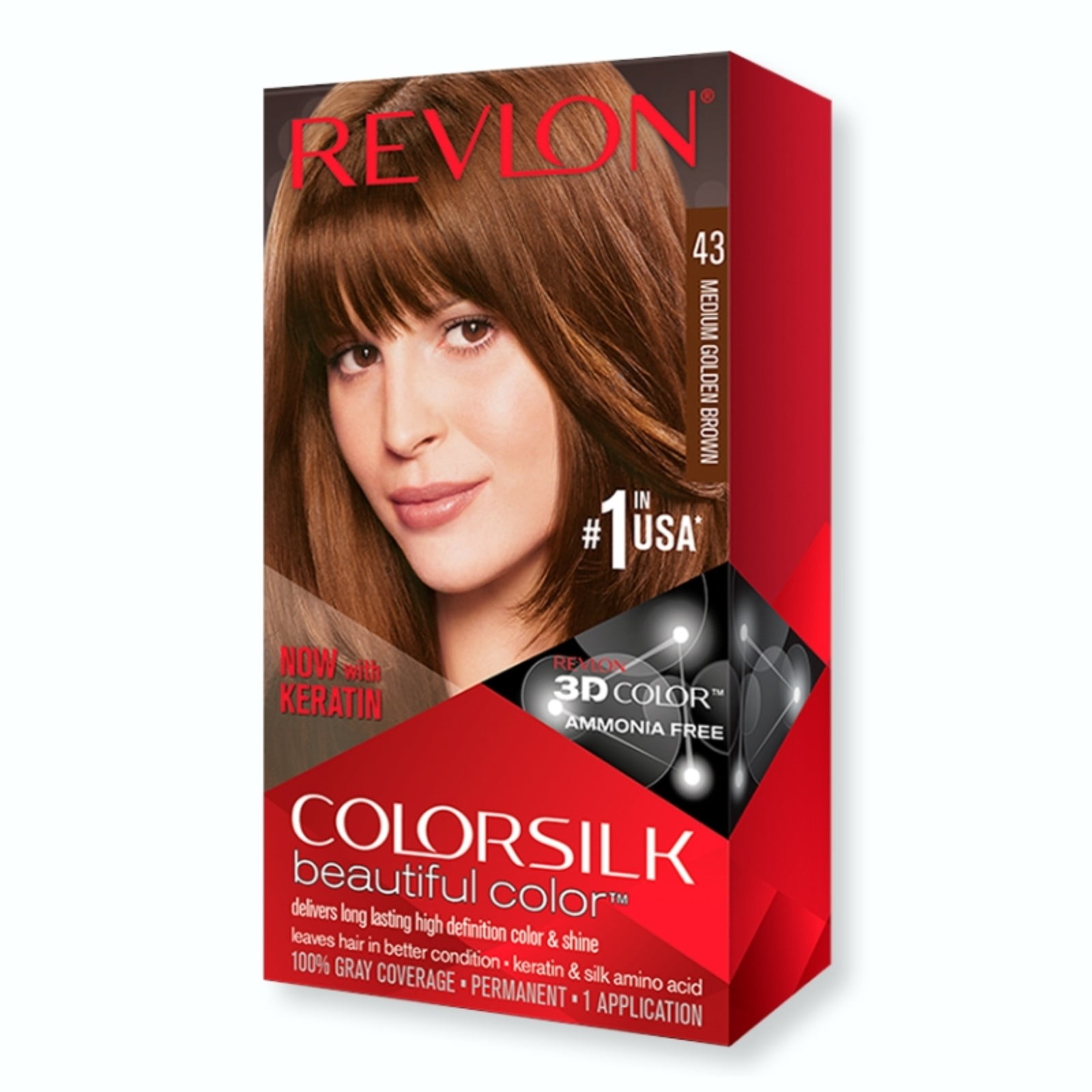 Revlon Colorsilk Hair Color, Medium Golden Brown 43, Pack of 4 ...