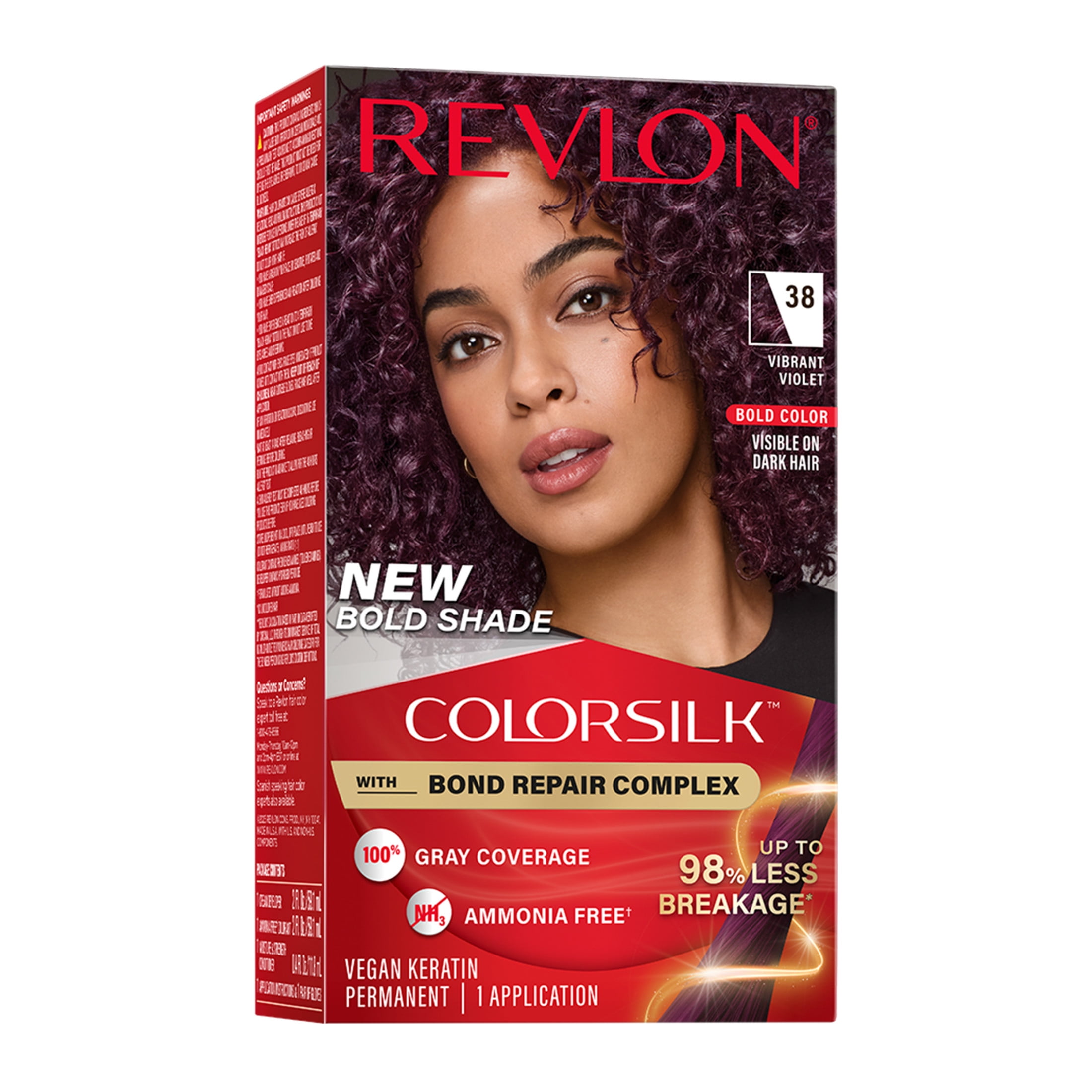 Revlon ColorSilk Permanent Hair Color, Bond Repair Complex, 38 Vibrant ...