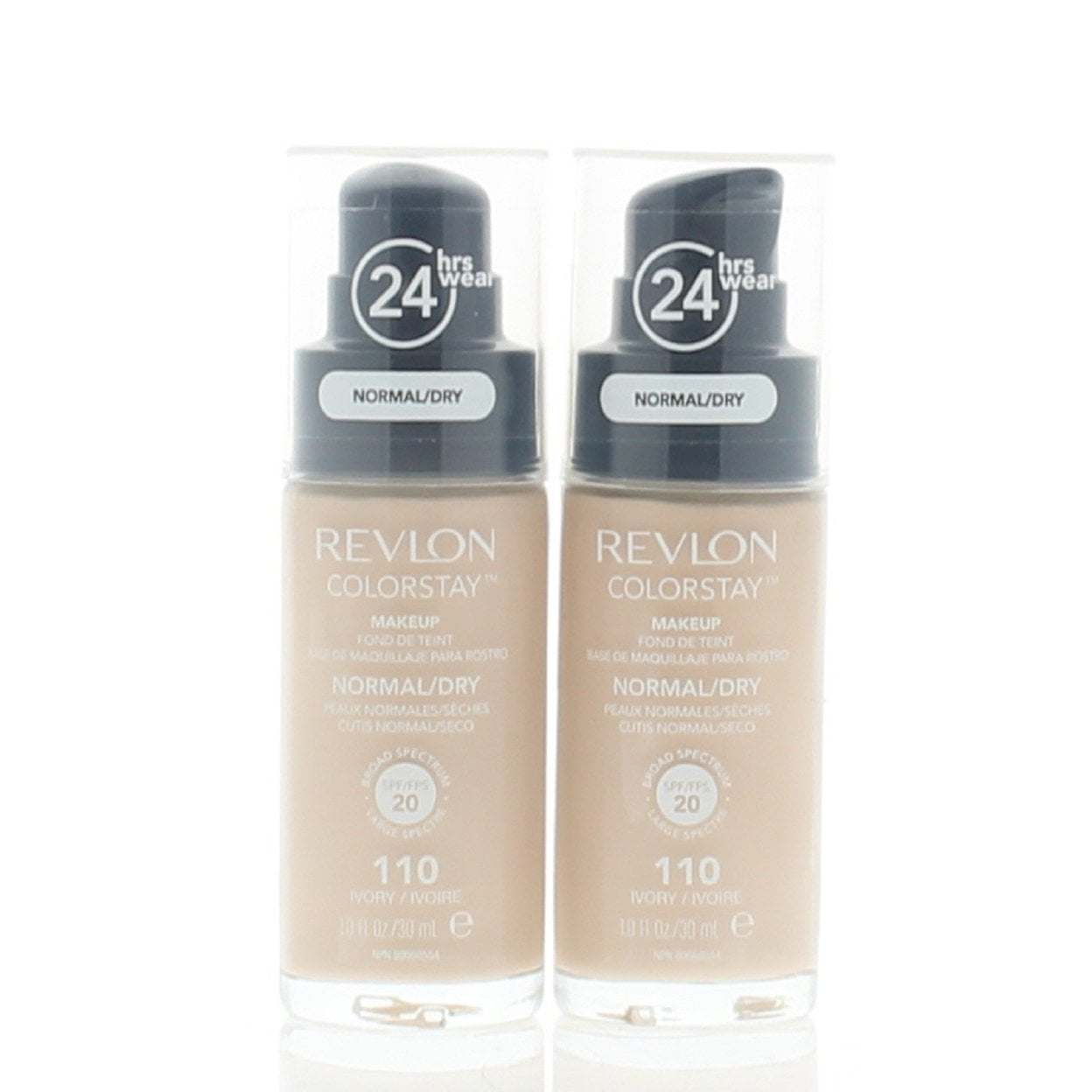 Revlon Colorstay 24 Hrs Makeup Normal/Dry SPF 20 110 Ivory (2 Pack) 1oz ...