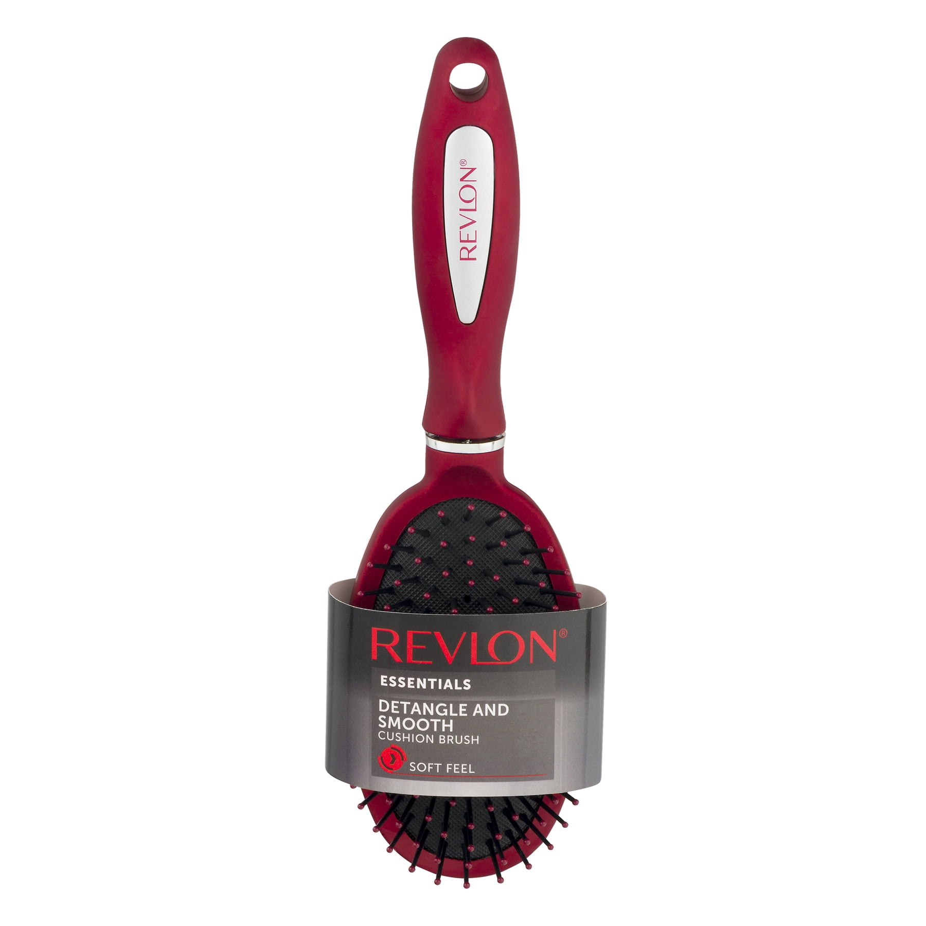 Revlon Essentials Detangle and Smooth Cushion Brush, 1.0 CT, Soft Feel ...