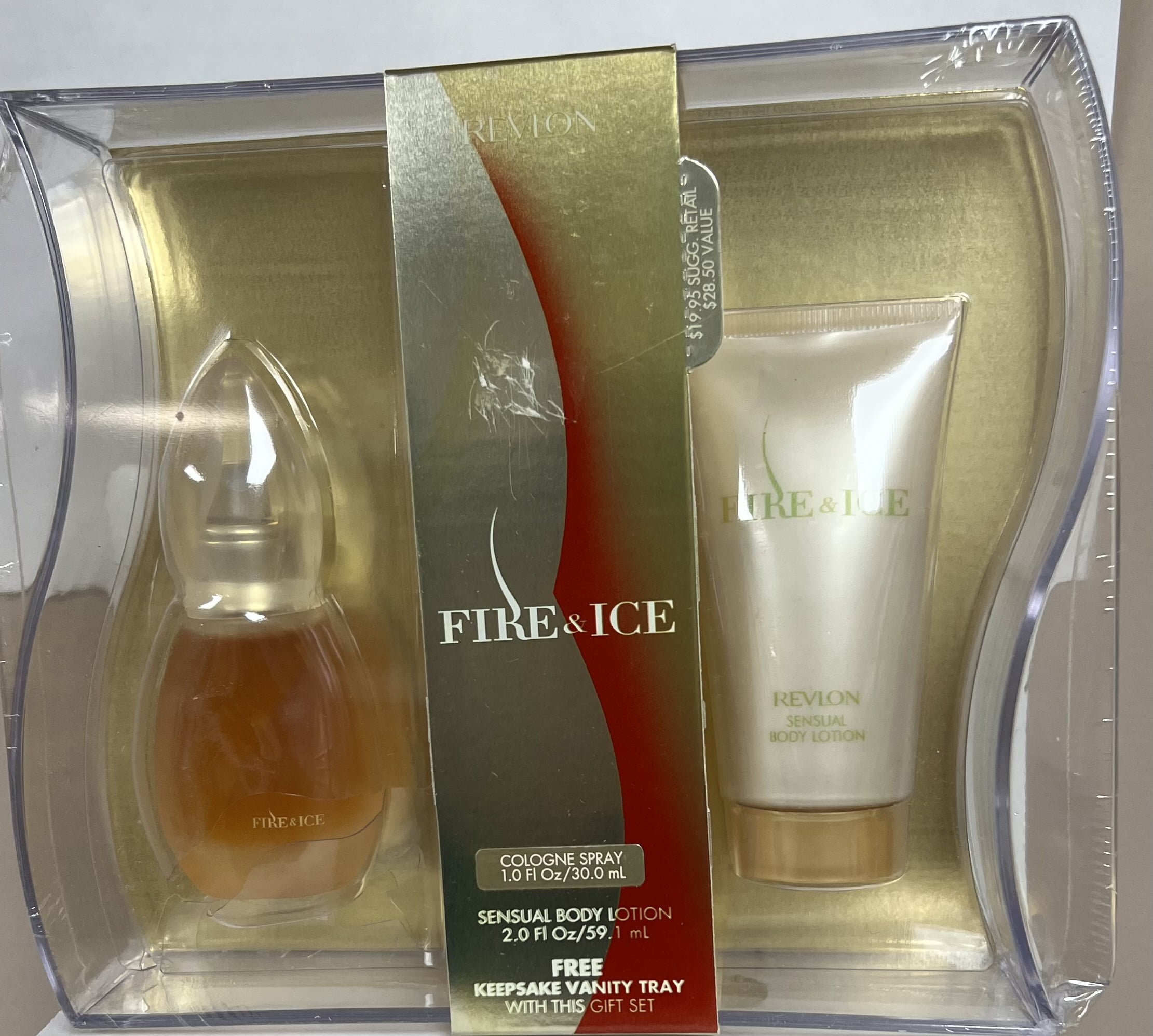 Revlon Fire & Ice Cologne Spray 1 oz, Body Lotion 2 oz in Acrylic ...