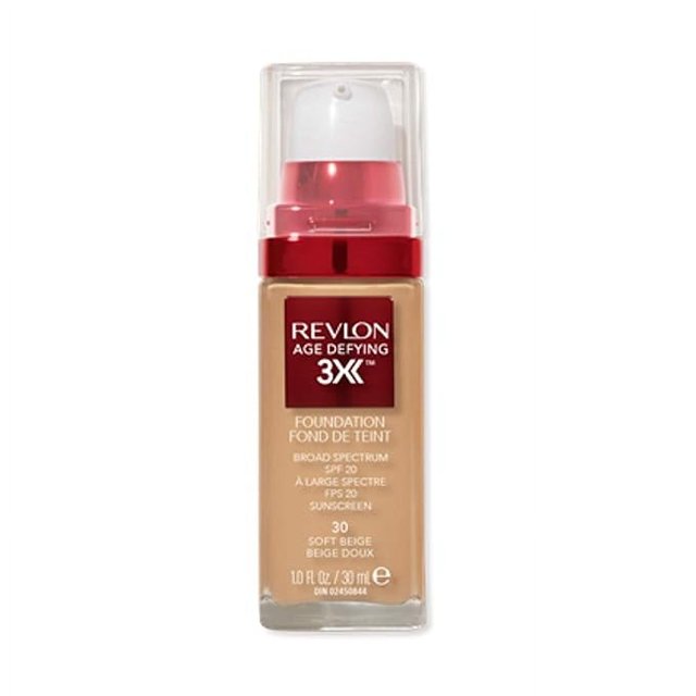Revlon Liquid Foundation, Age Defying 3XFace Makeup, Anti-Aging and ...