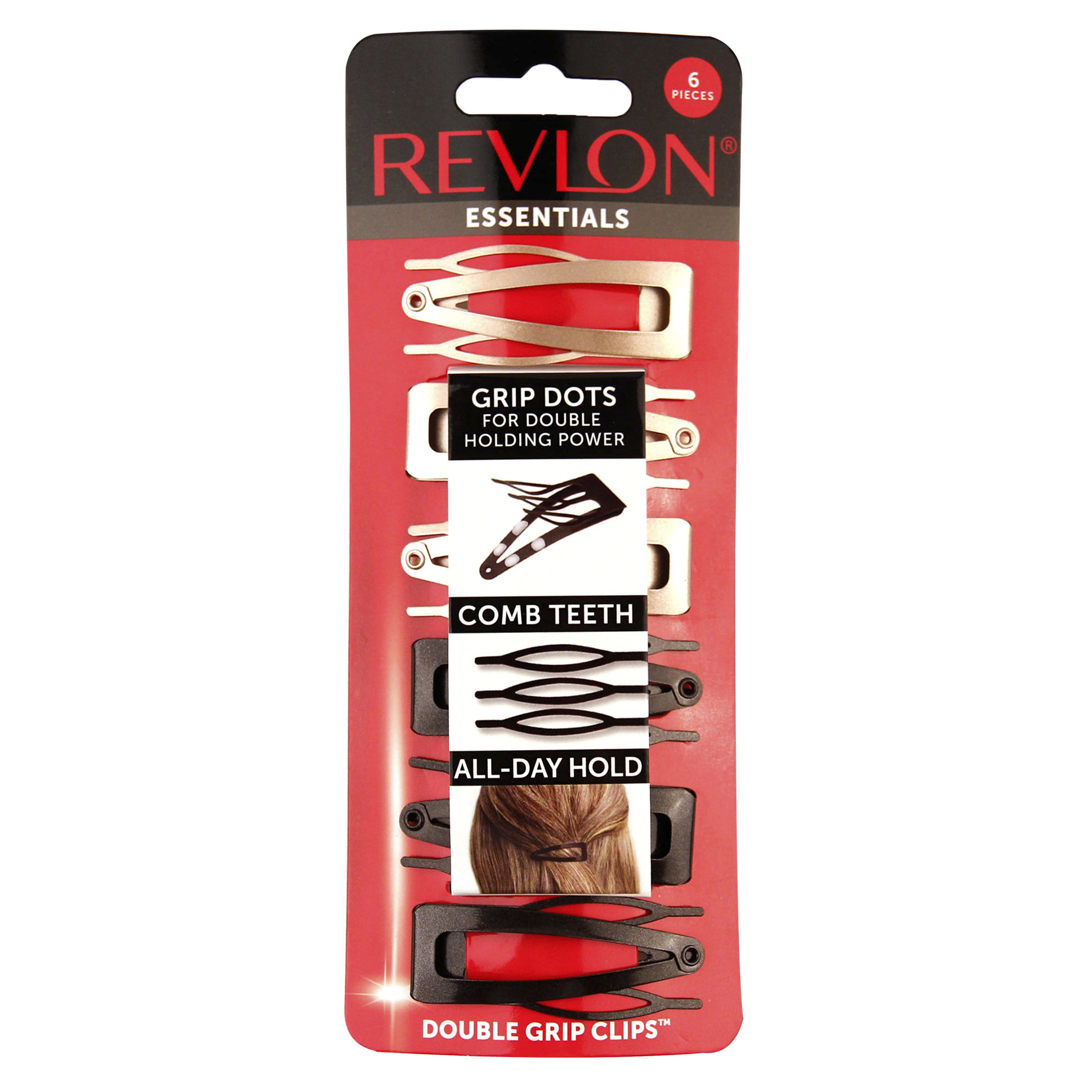 Revlon Hair Styling Tool - Neutral Double Grip Comb Hair Clips, 6 count ...