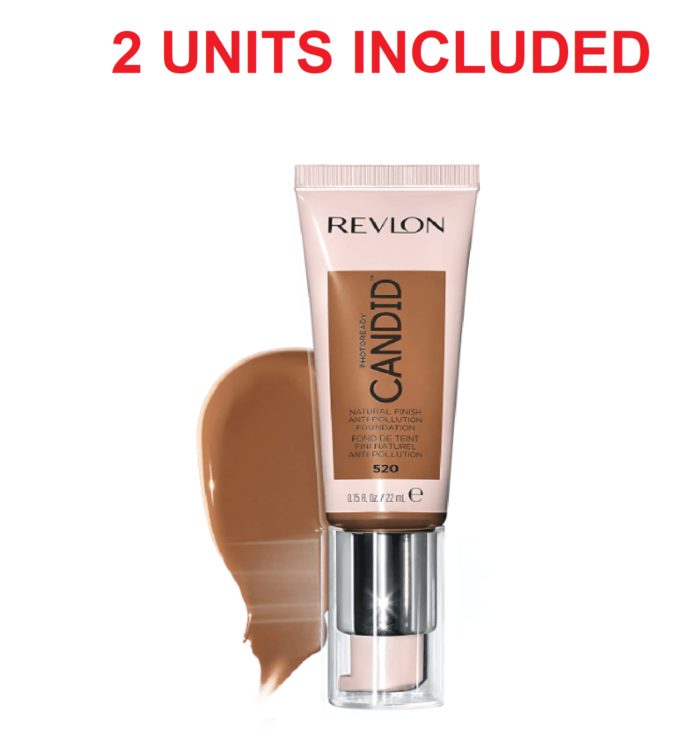 Revlon PhotoReady Candid Natural Finish Foundation 520 COCOA, 2 UNITS ...