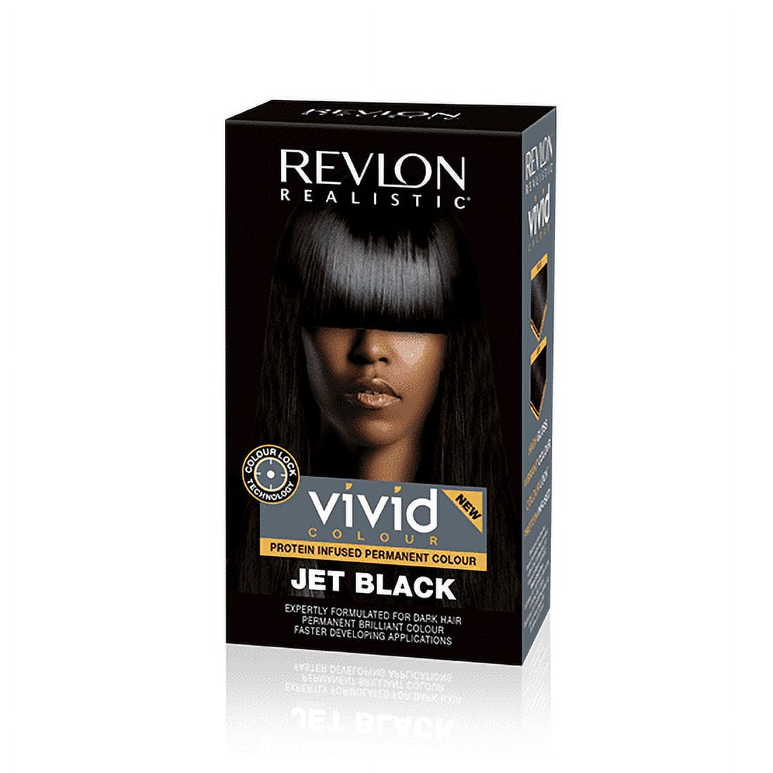 Revlon Realistic Hair Dye, Protein Infused Permanent Color, Jet Black ...