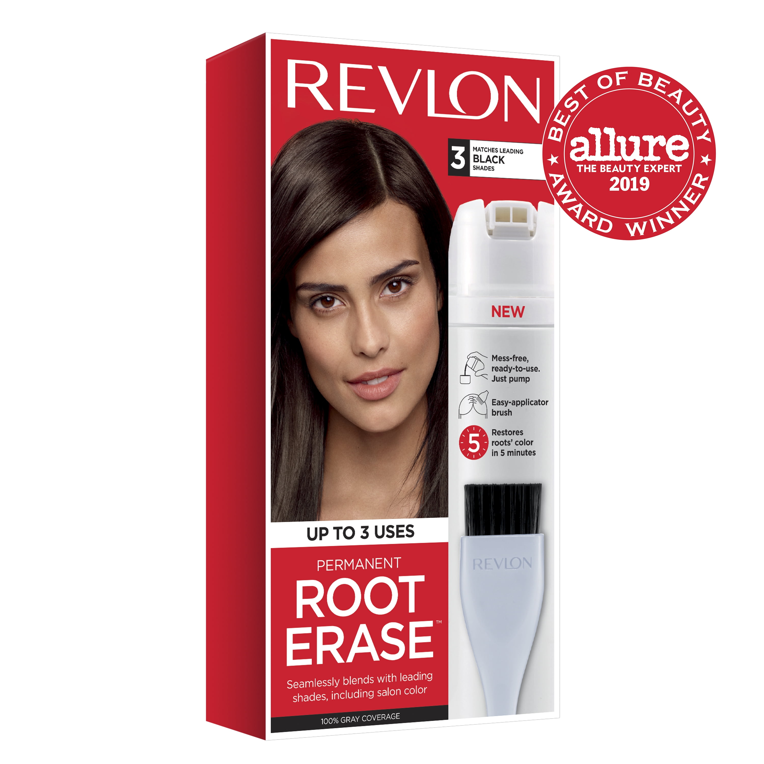 Revlon Root Erase Touch Coloring, Permanent Hair Dye, 100% Gray ...