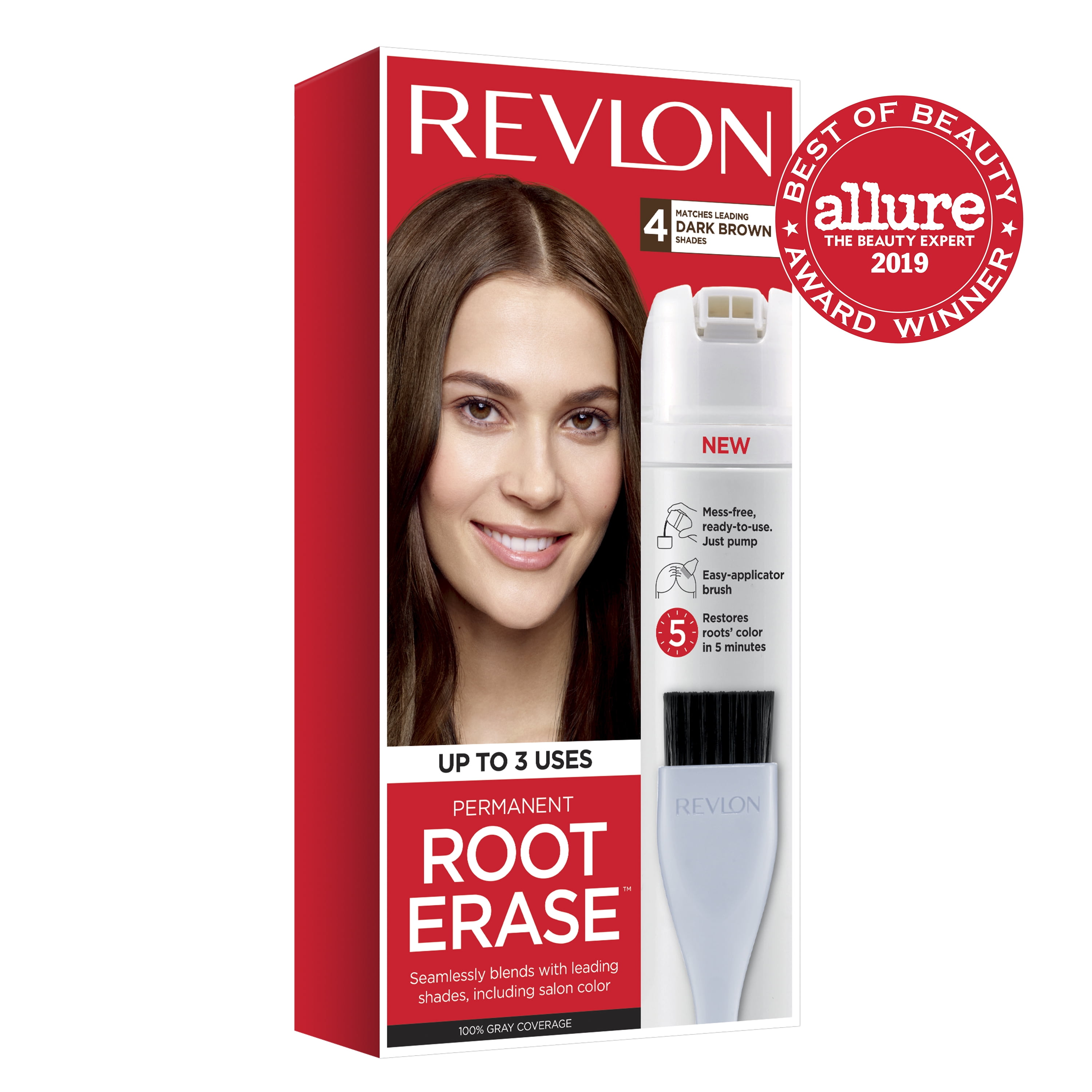 Revlon Root Erase Permanent Hair Color, Touchup Hair Dye, 100% Gray ...