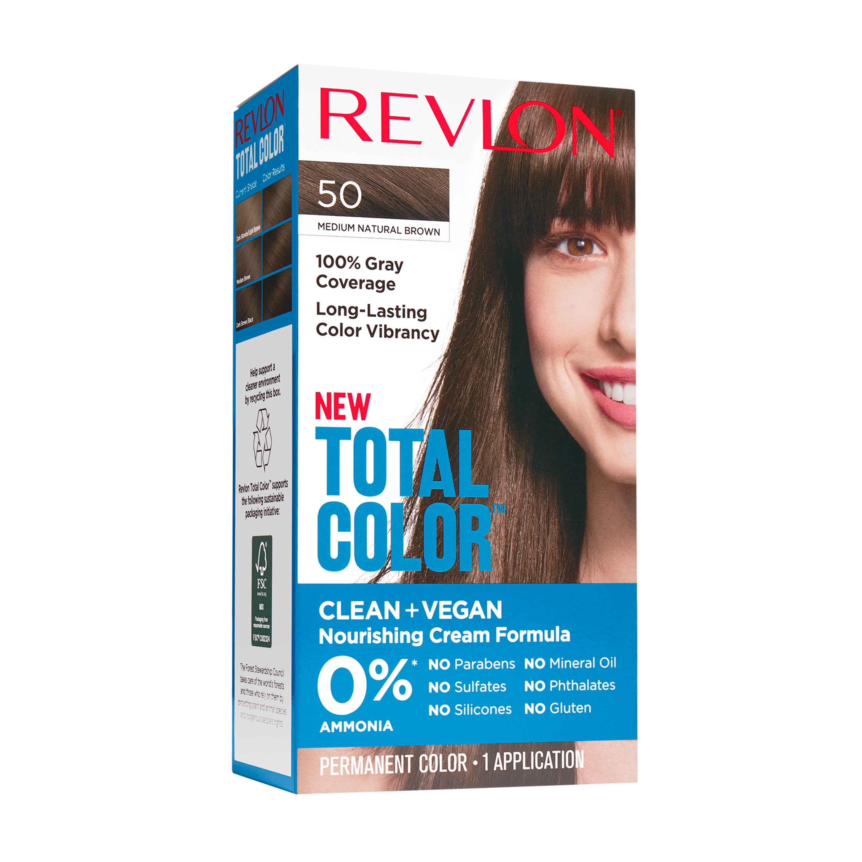 Revlon Total Color Permanent Hair Coloring Kit, Medium Natural Brown ...
