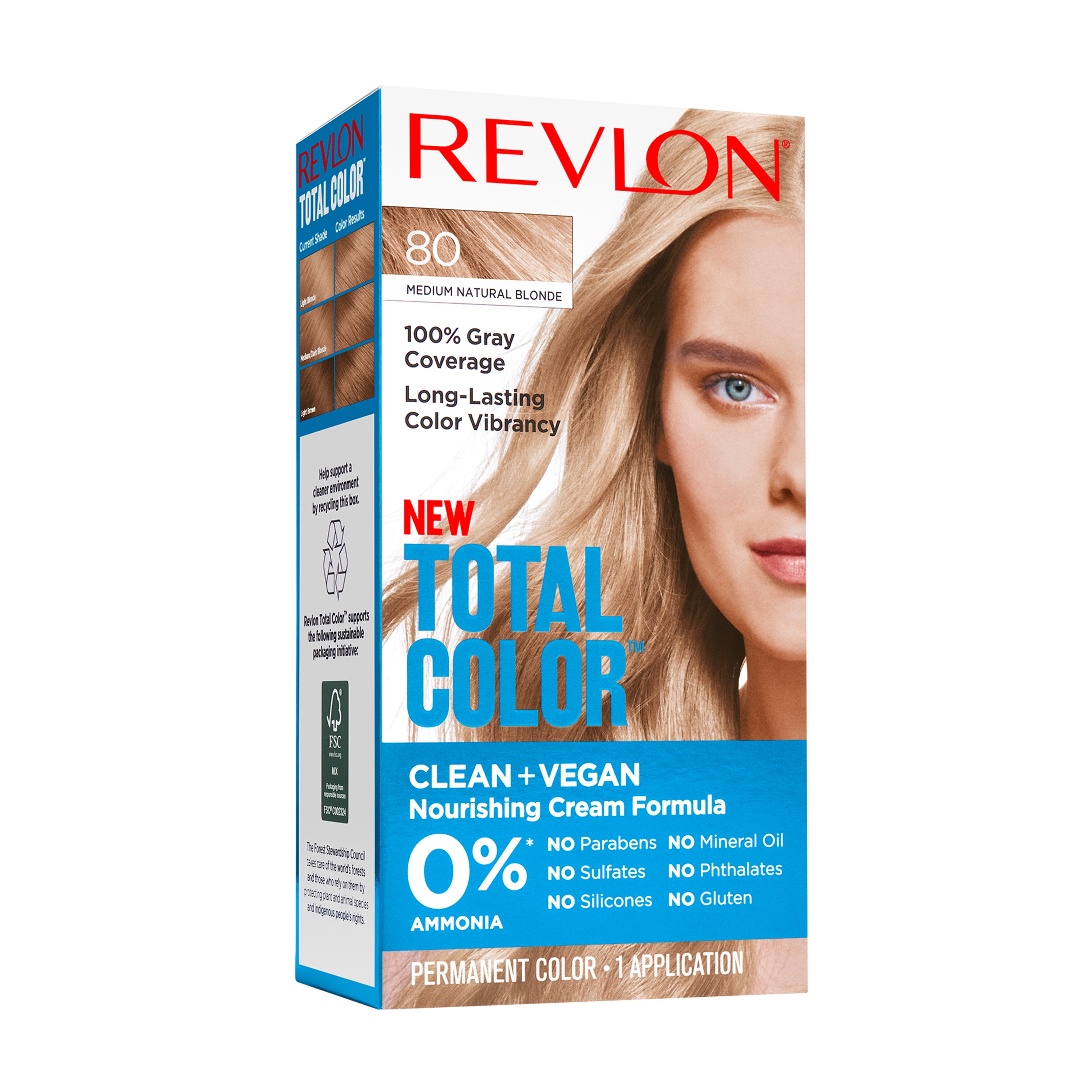 Revlon Total Color Permanent Hair Dye, Vegan, 100% Gray Coverage ...