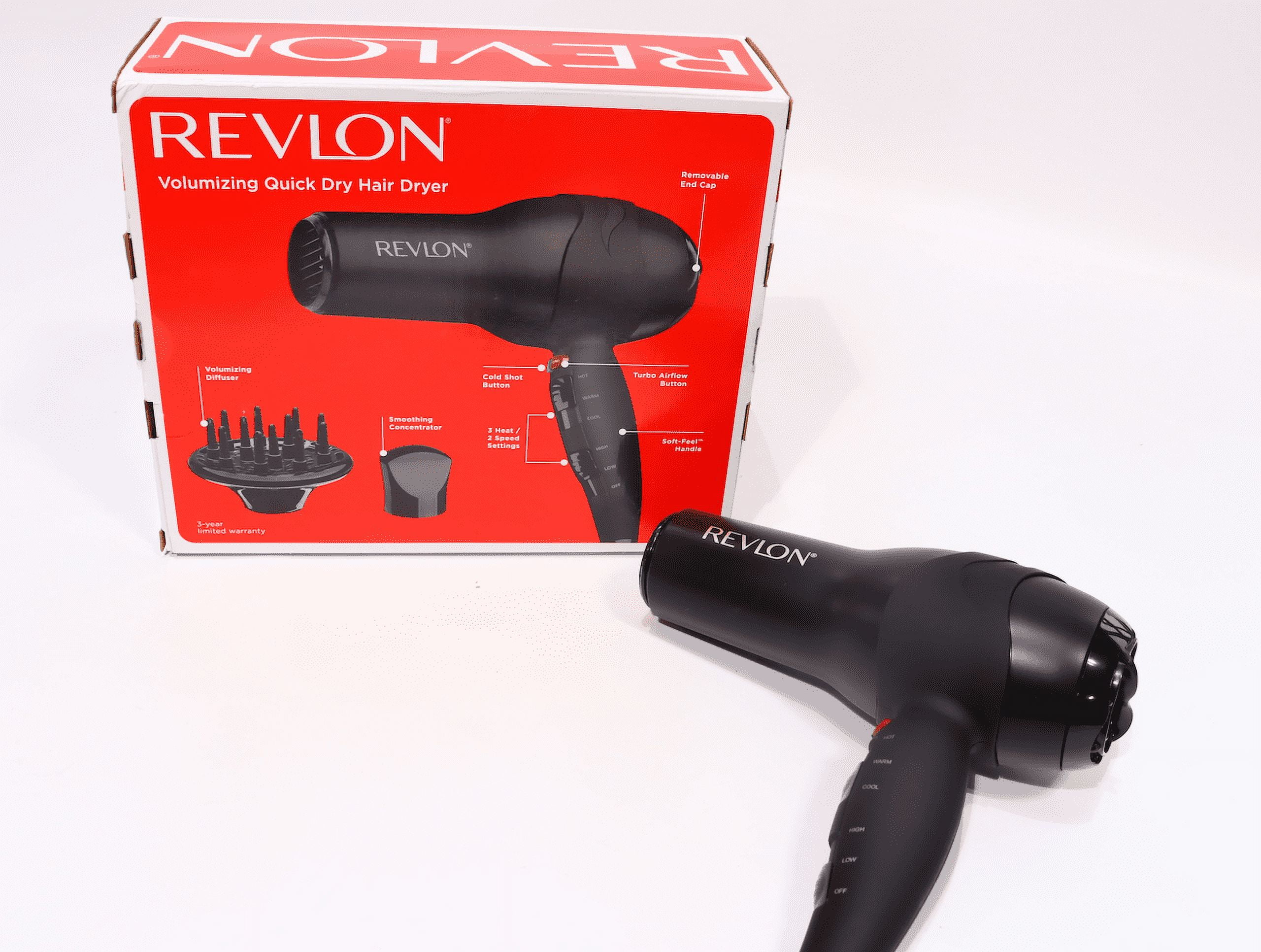 Revlon Turbo Hair Dryer , 1875 Watts of Maximum Shine, Fast Dry (Black ...