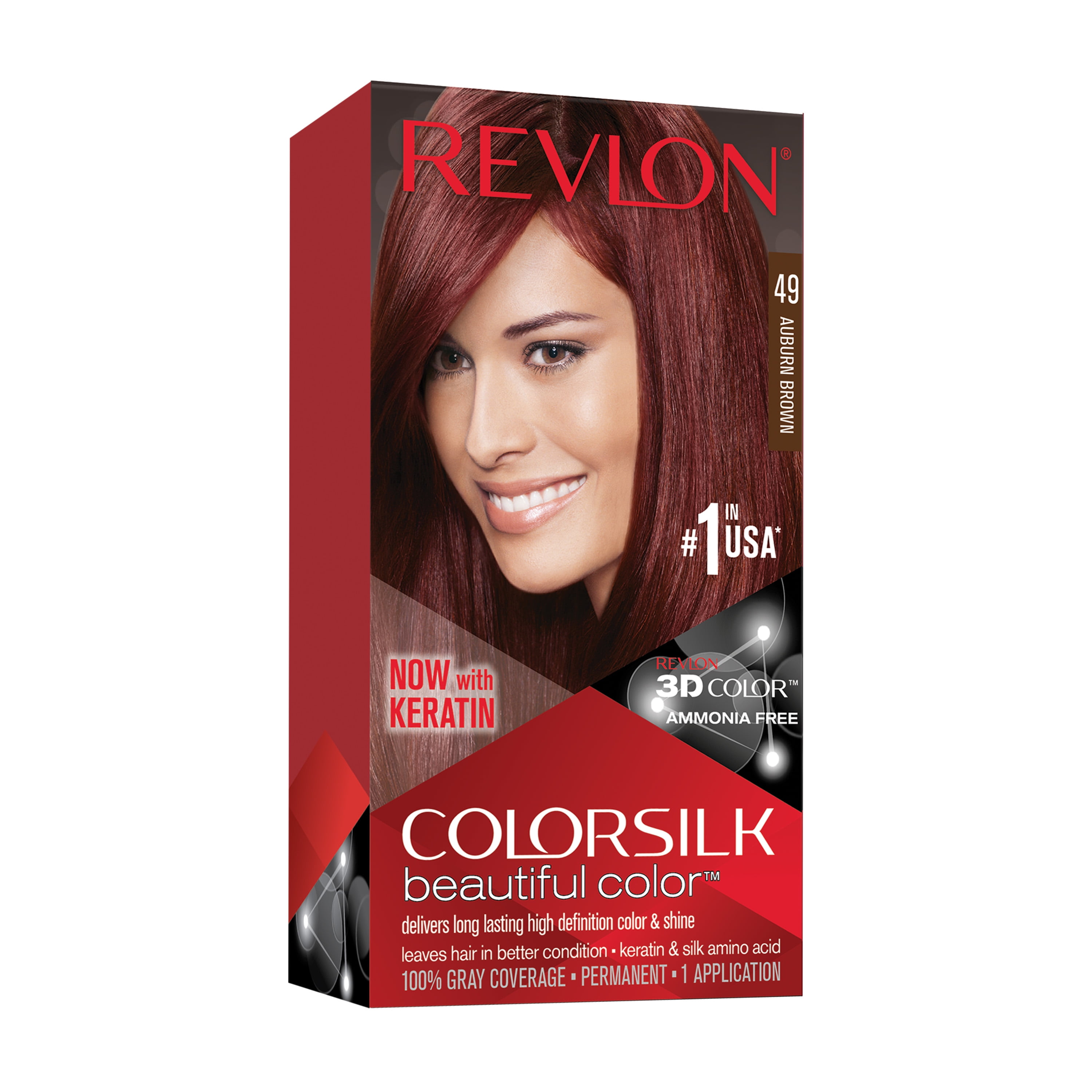 Revlon Colorsilk Permanent Hair Dye with Keratin, 100% Gray Coverage ...