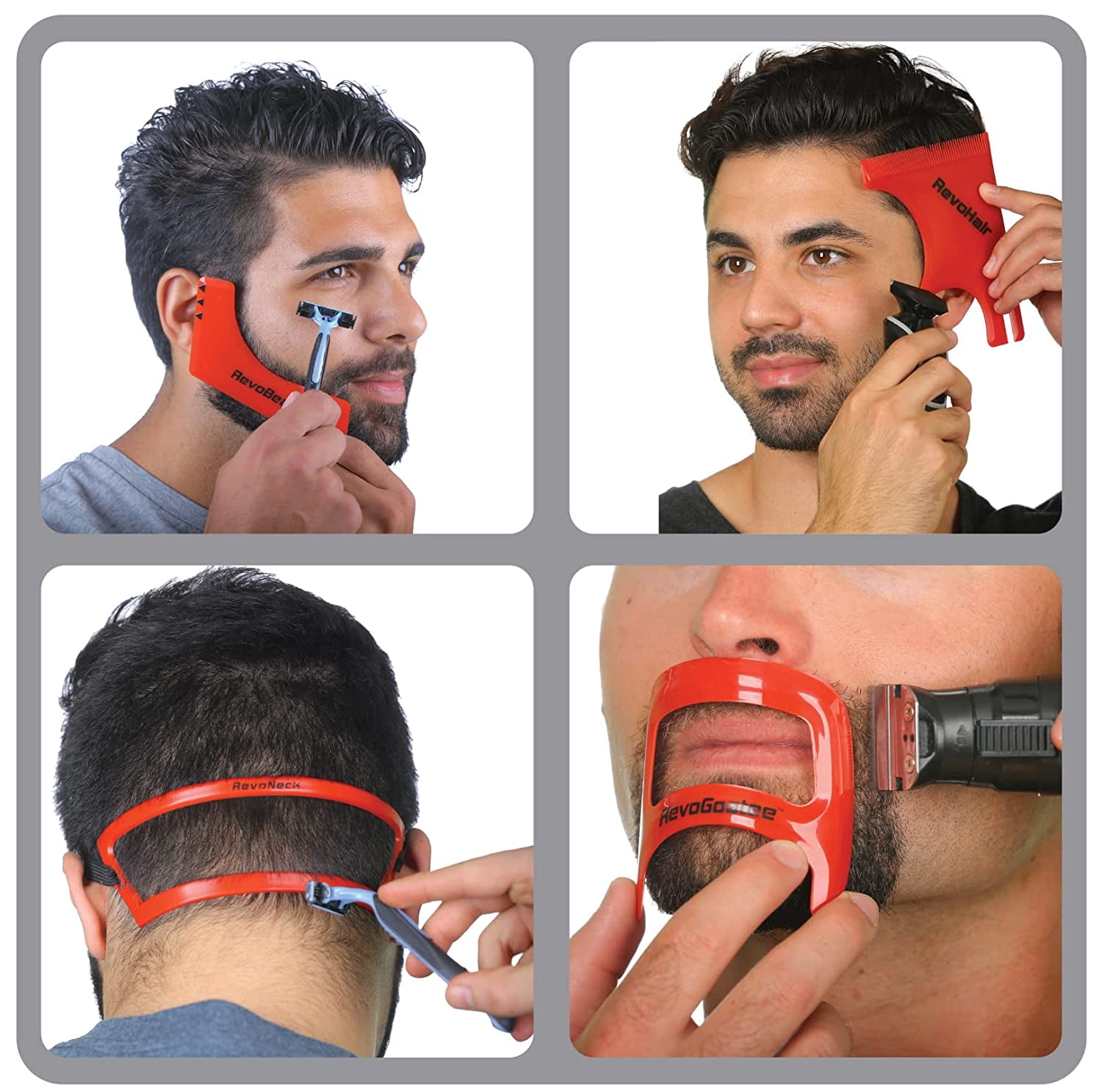 Revo Haircut Kit - Beard, Hair, Goatee, and Neckline Shaving Template ...