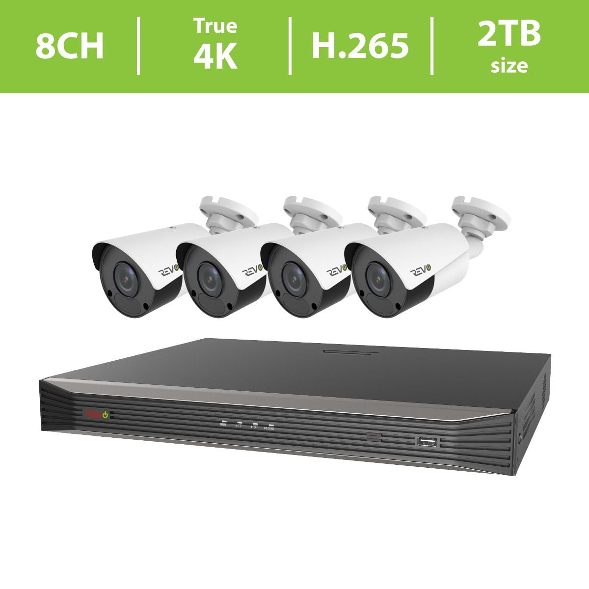 Revo Ultra True 4K 8CH. 2TB HDD IP NVR Video Surveillance System, 4 x ...