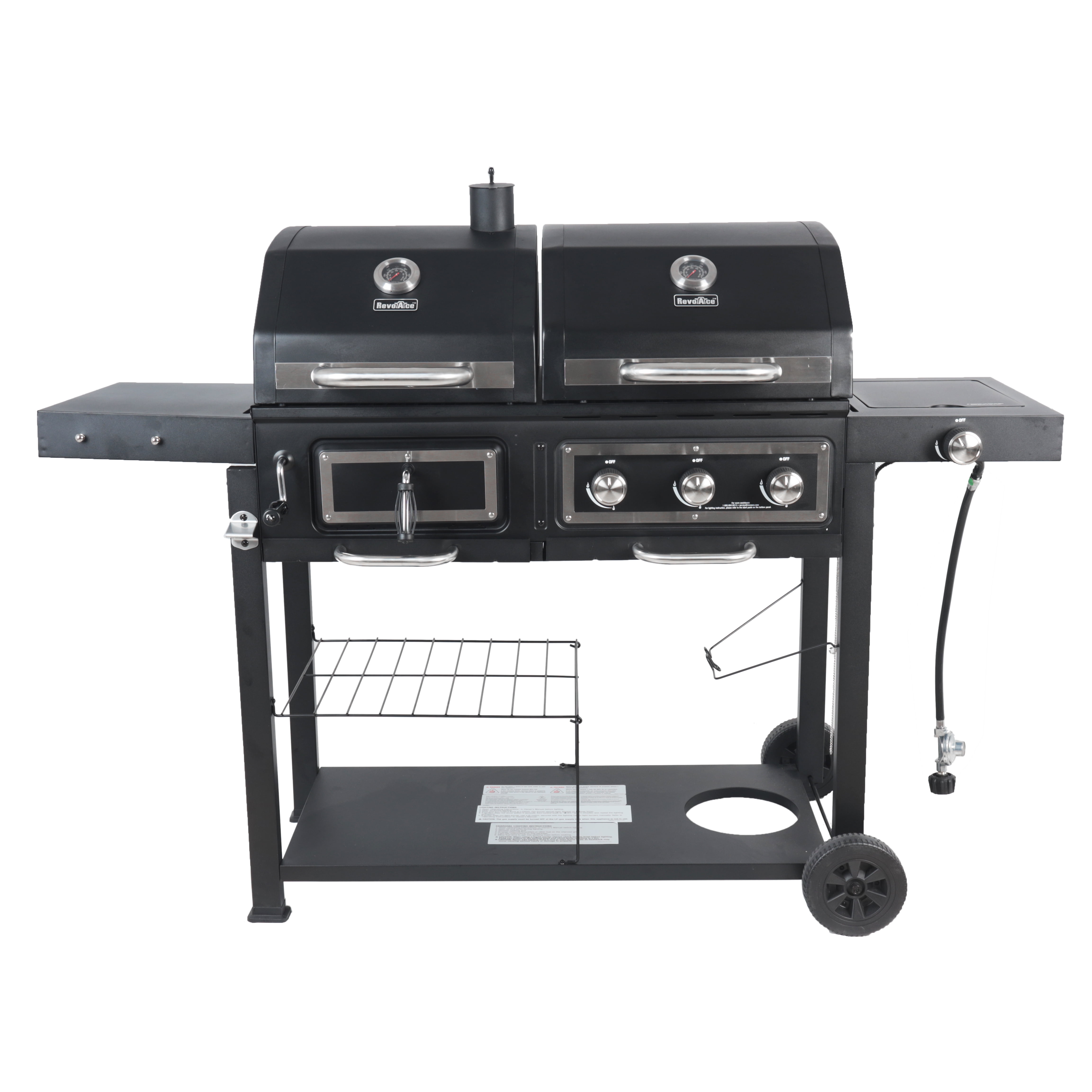 RevoAce BBQ Propane & Charcoal Combo Grill with Side Burner, Black ...