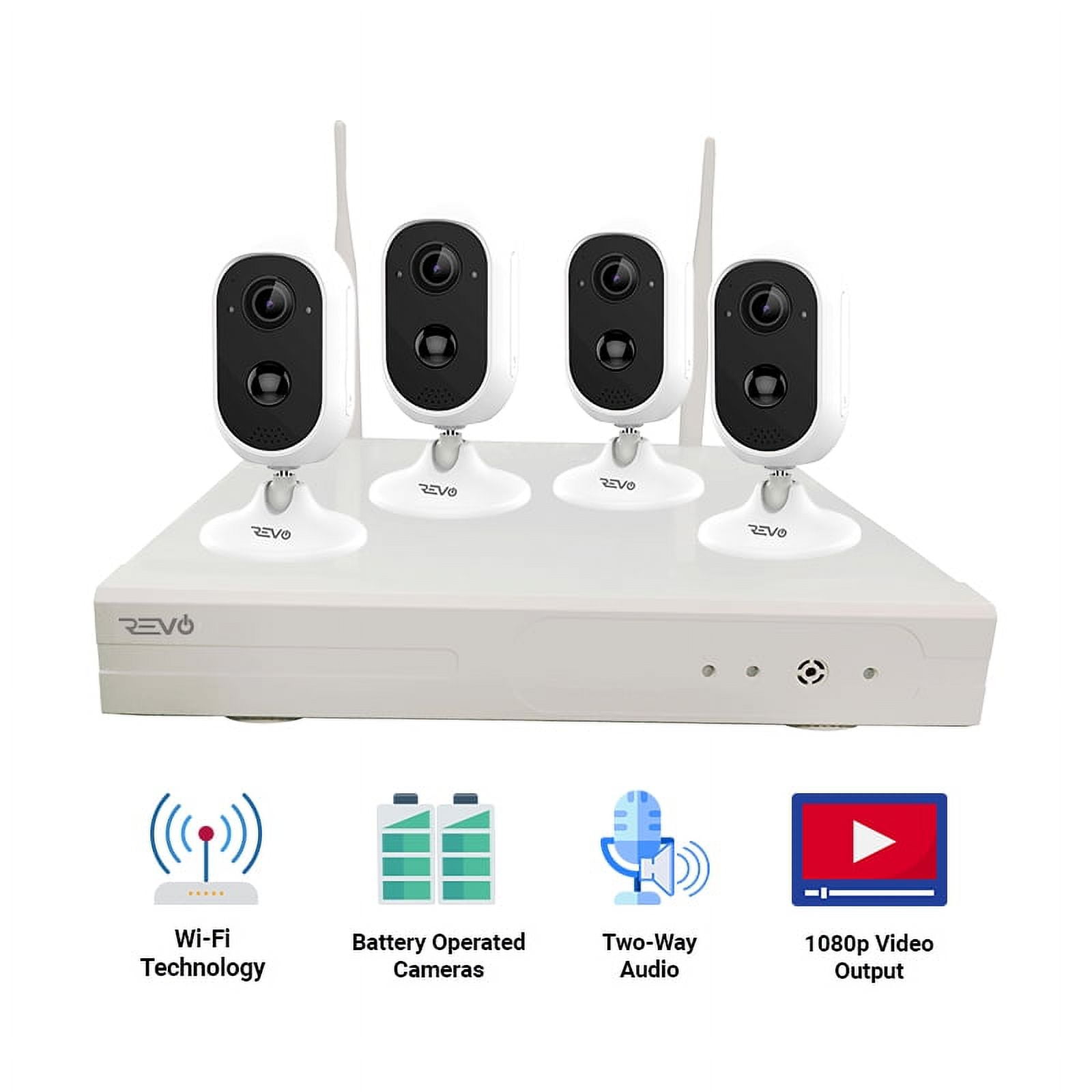 RevoAmerica 4CH Wireless NVR Security System with 1TB HDD & 4x 1080p ...