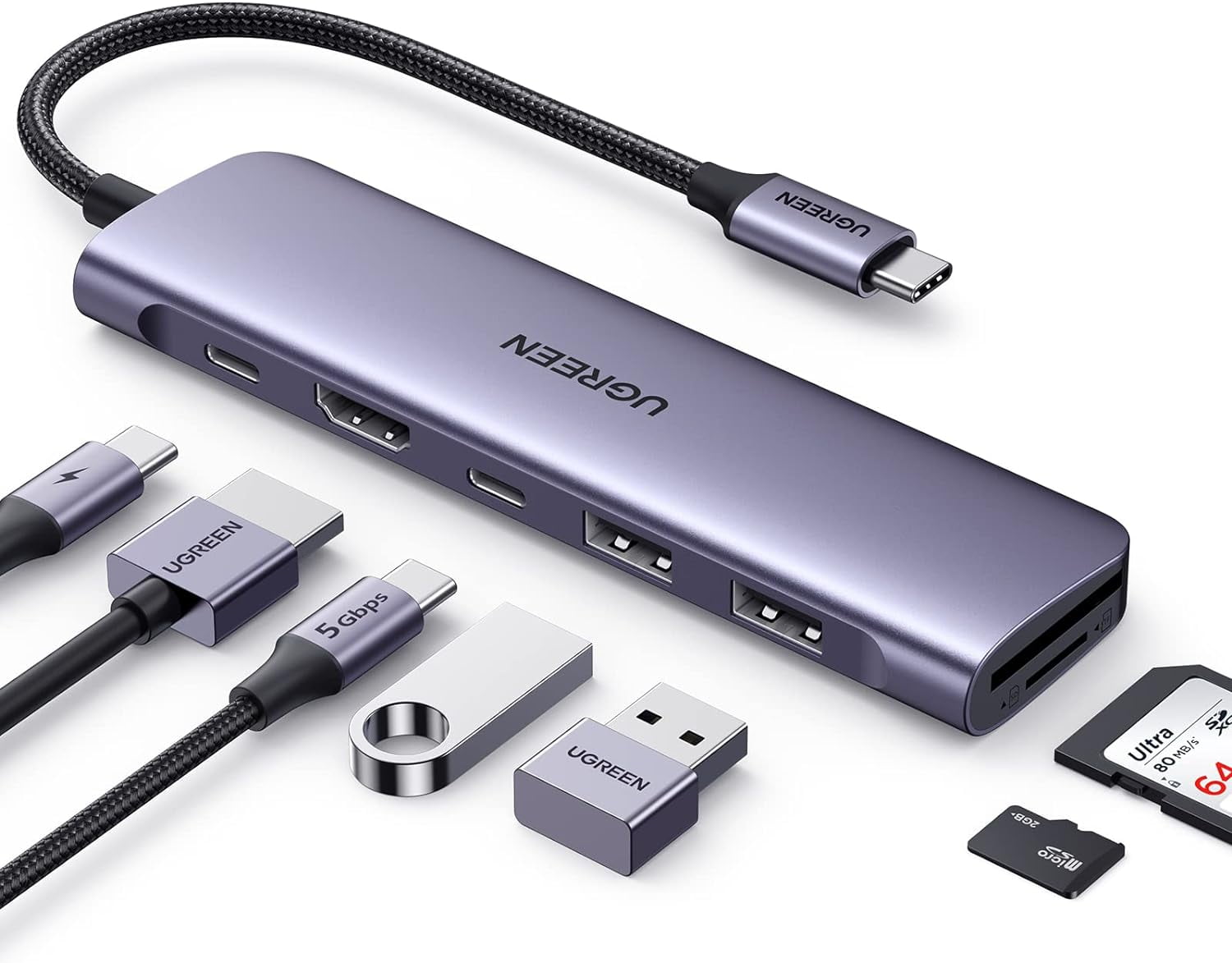 Revodok 1071 USB C Hub for Laptop 7 in 1 Dock 4K HDMI, 100W PD Charging ...