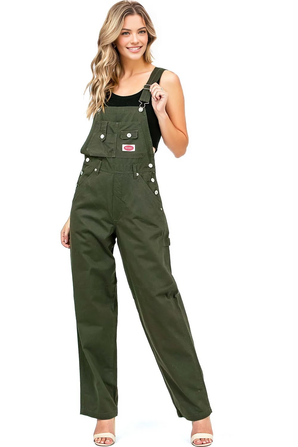 Revolt Women's Juniors Plus Size Baggy Straight Leg Twill Overalls (20 ...