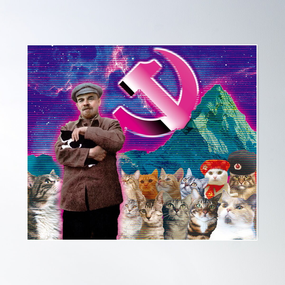 Revolution With Cats And Lenin Poster Wall Art, Modern Wall Decor For ...