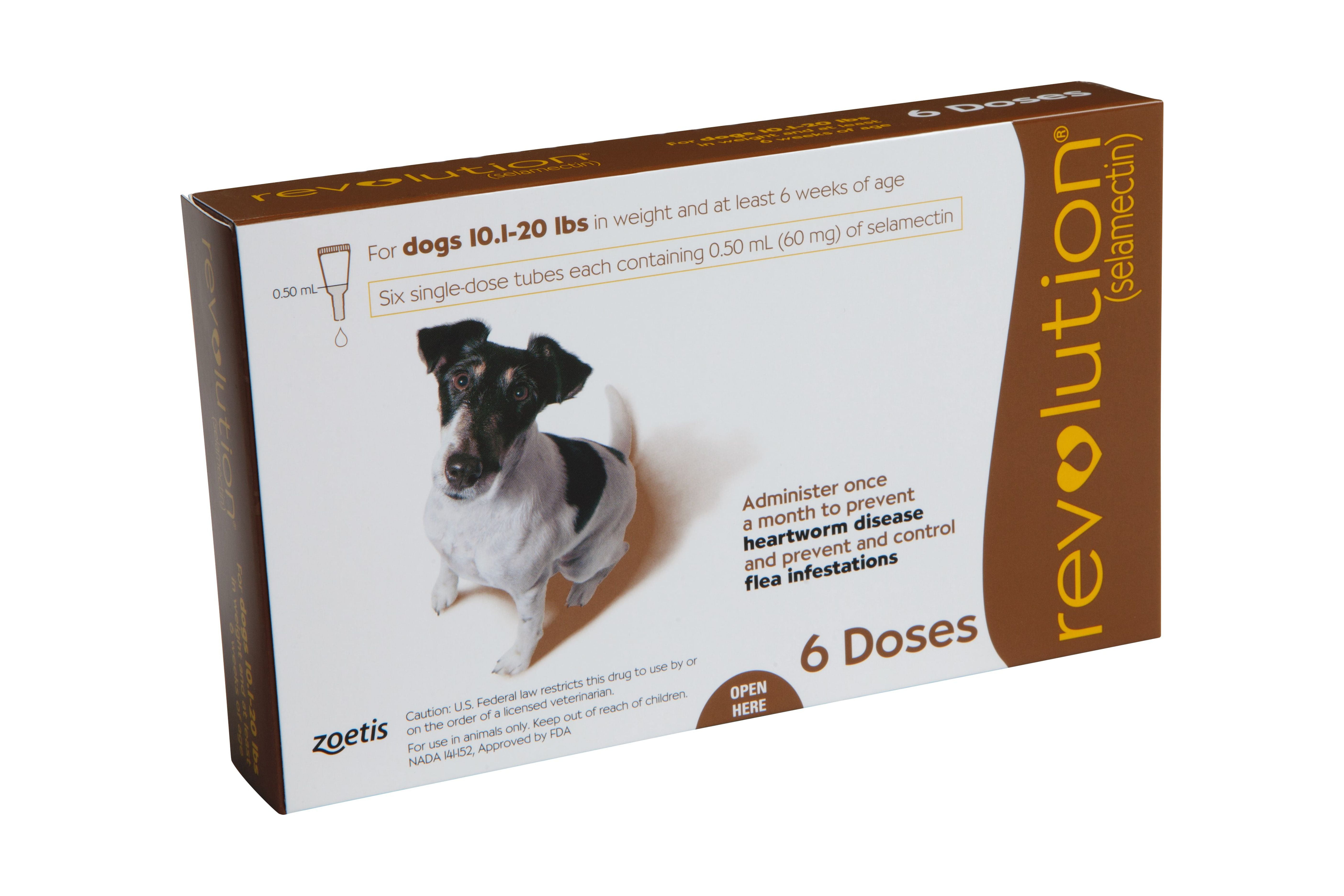 Revolution (Selamectin) Topical Solution for Dogs, 10.1-20 lbs, (Brown ...