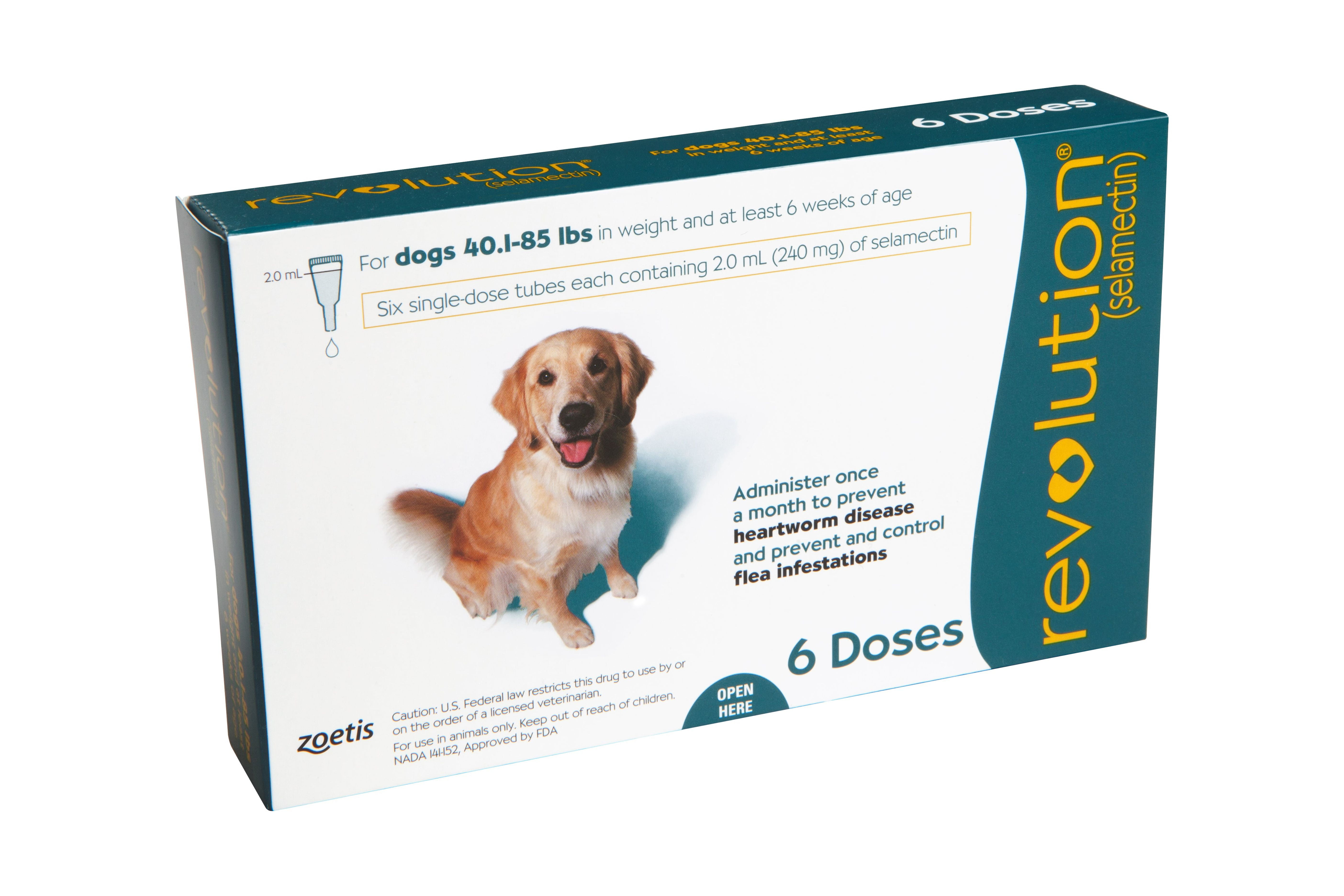 Revolution (selamectiin) Topical Solution for Dogs 40.1-85lb s (Teal ...