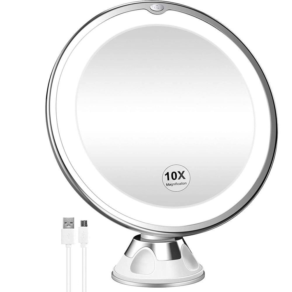 Revolutionary Lighted 10X Magnifying Mirror, True Glass Concave Lens ...