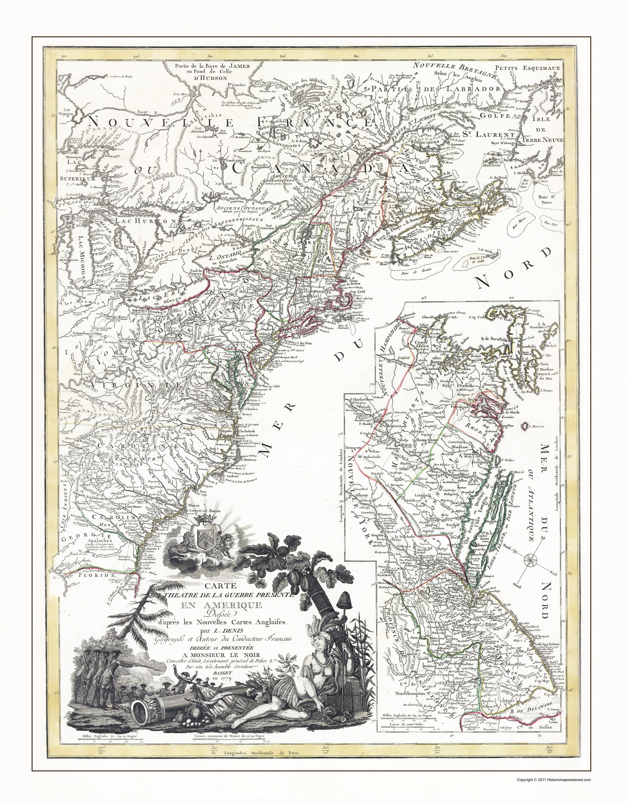 Historic Revolutionary War Map - America Revolutionary Theatre - Basset ...
