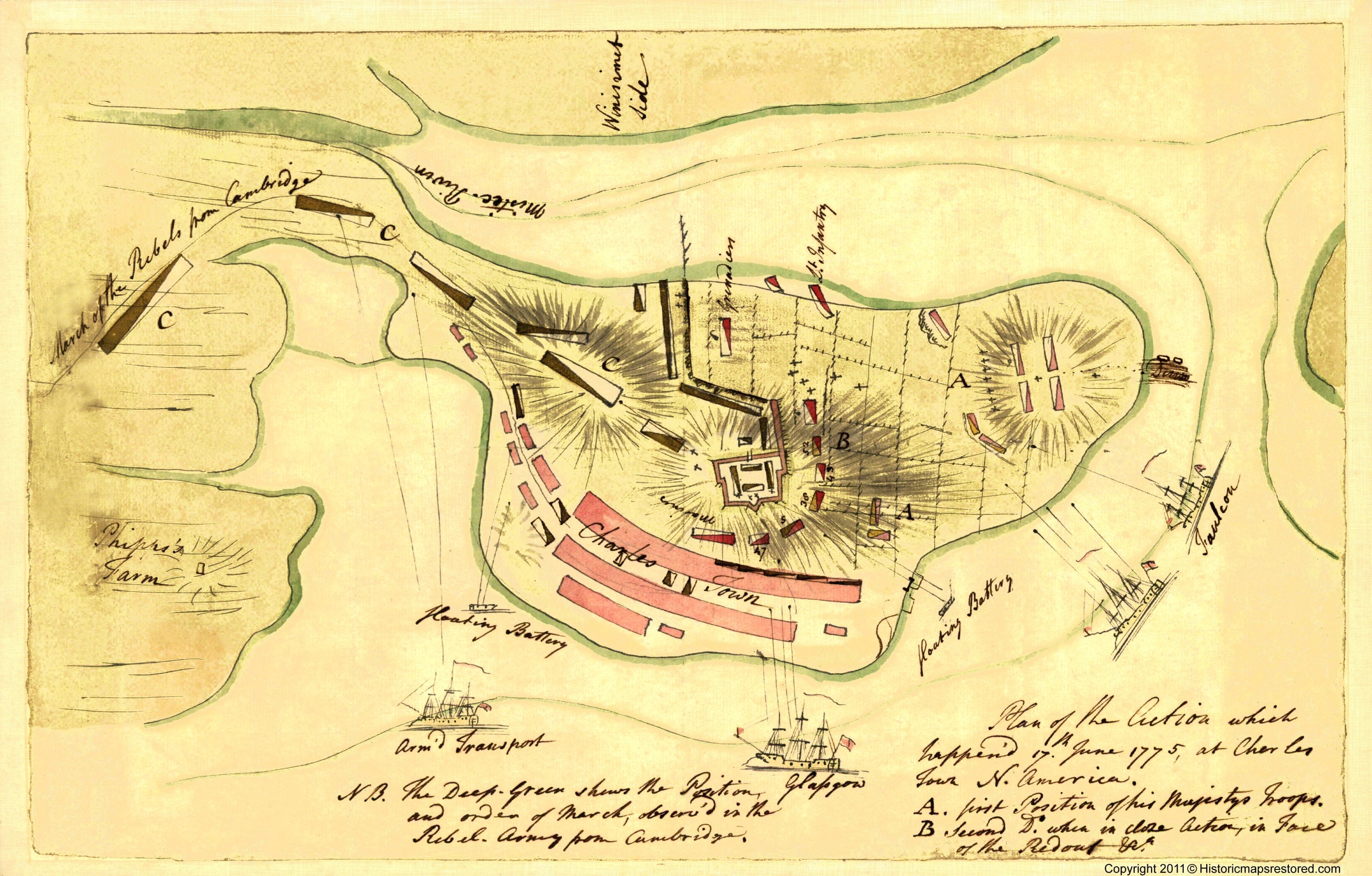 Historic Revolutionary War Map - Charles Town Action June 17th - Page ...
