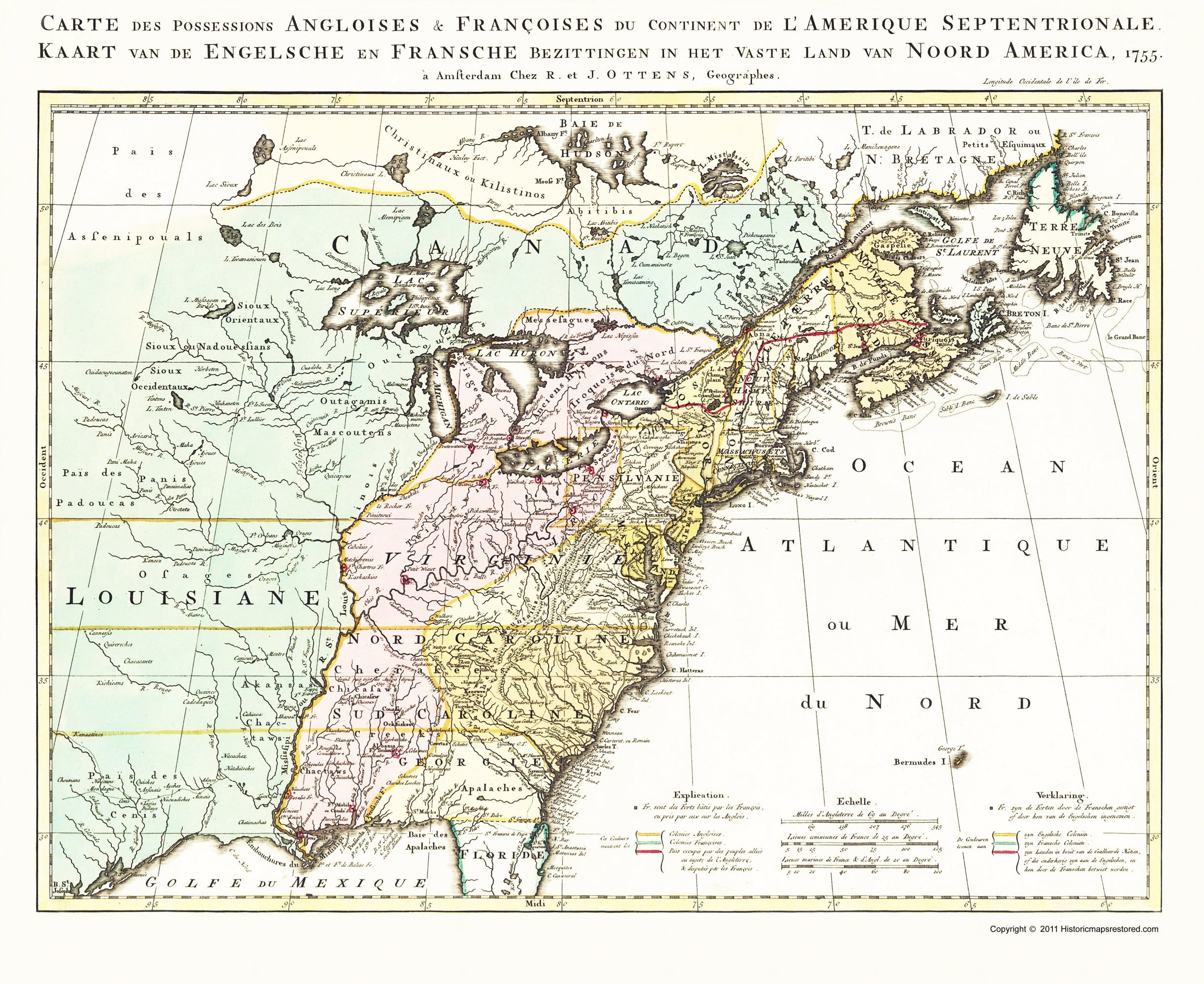 Historic Revolutionary War Map - North America English French ...