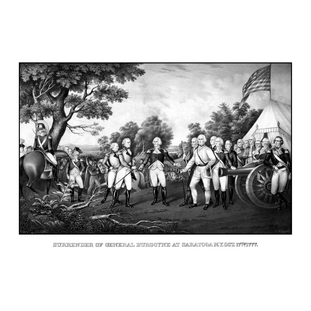 Revolutionary War print showing the surrender of British General John ...