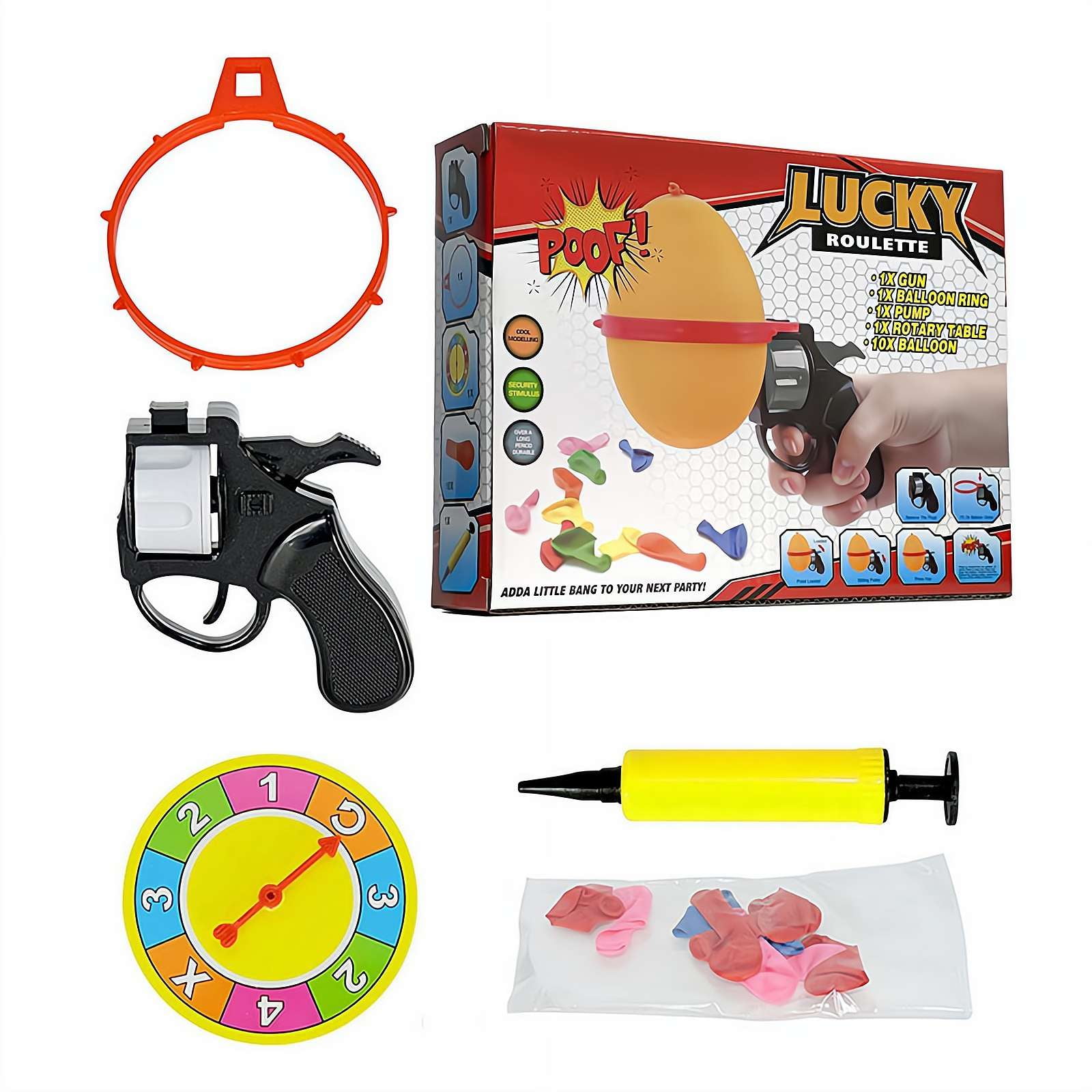 Revolver Gun Trick Toy - Russian Lucky Roulette Balloon Gun Party Game ...