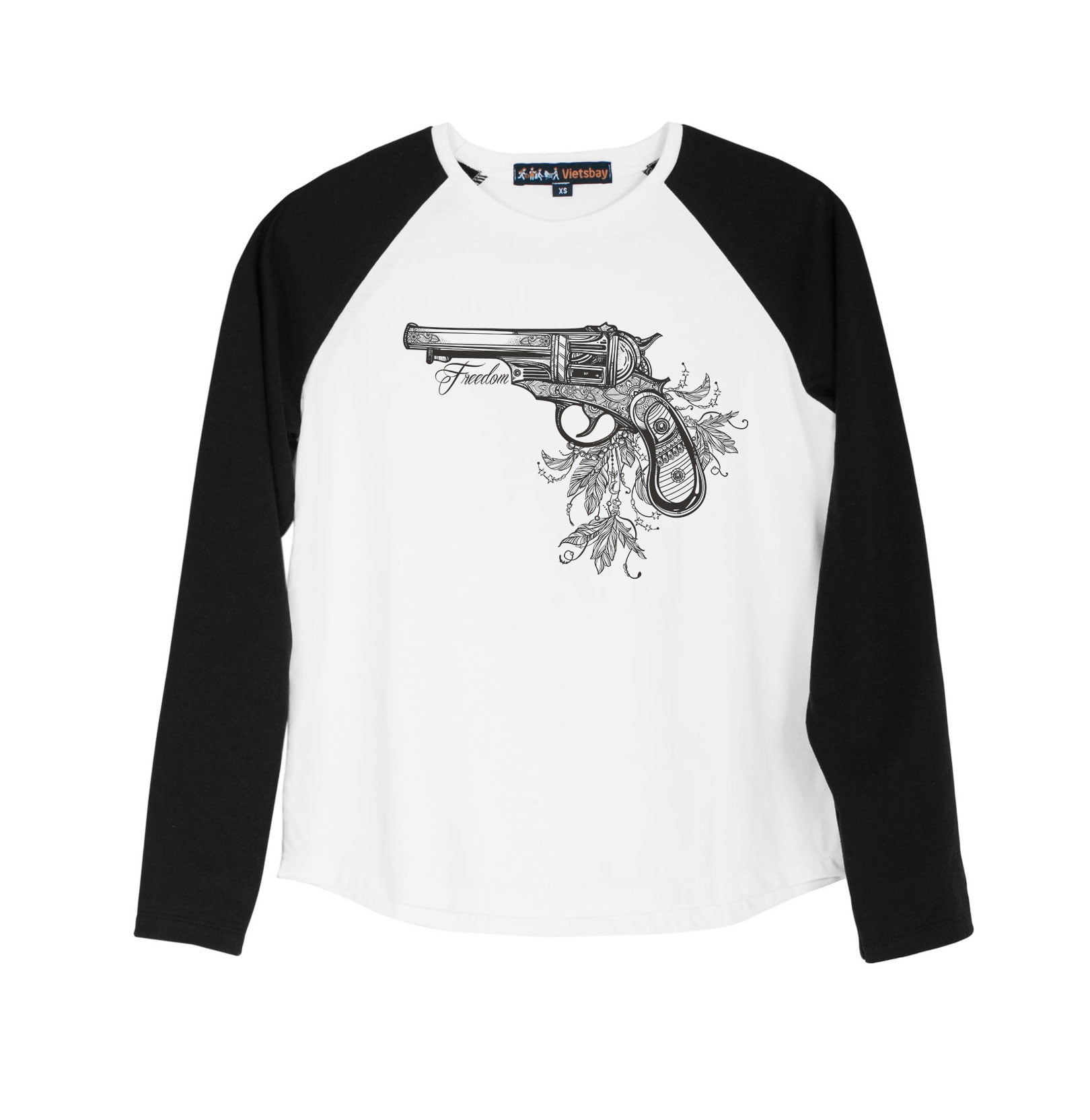 Revolver Pistol Printed 100% Cotton Long Sleeves Kid Raglan T-Shirt UTS_01 S - Walmart.com