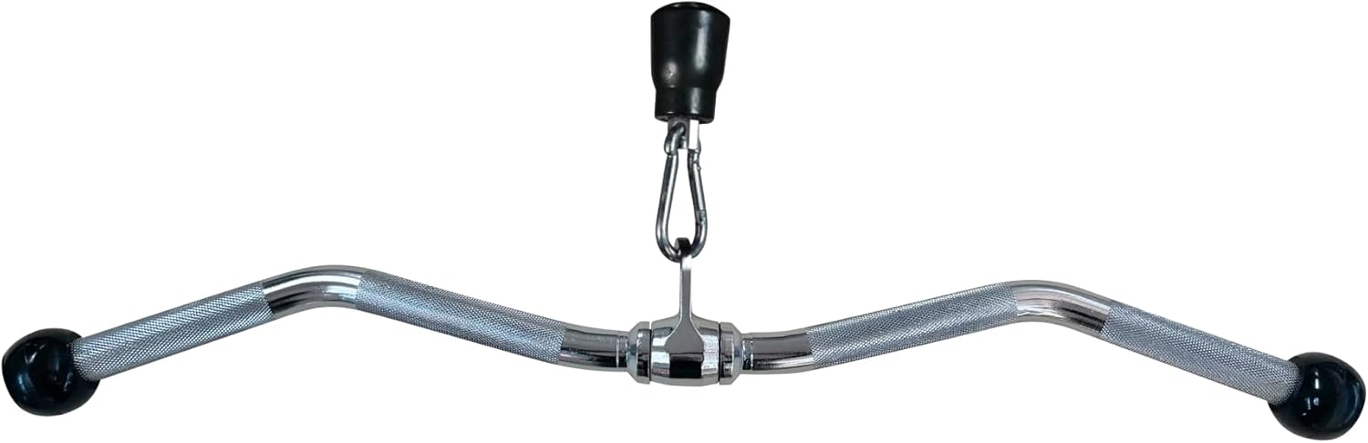 Revolving EZ Curl Bar - Stainless Steel Home Gym Cable Attachment For ...