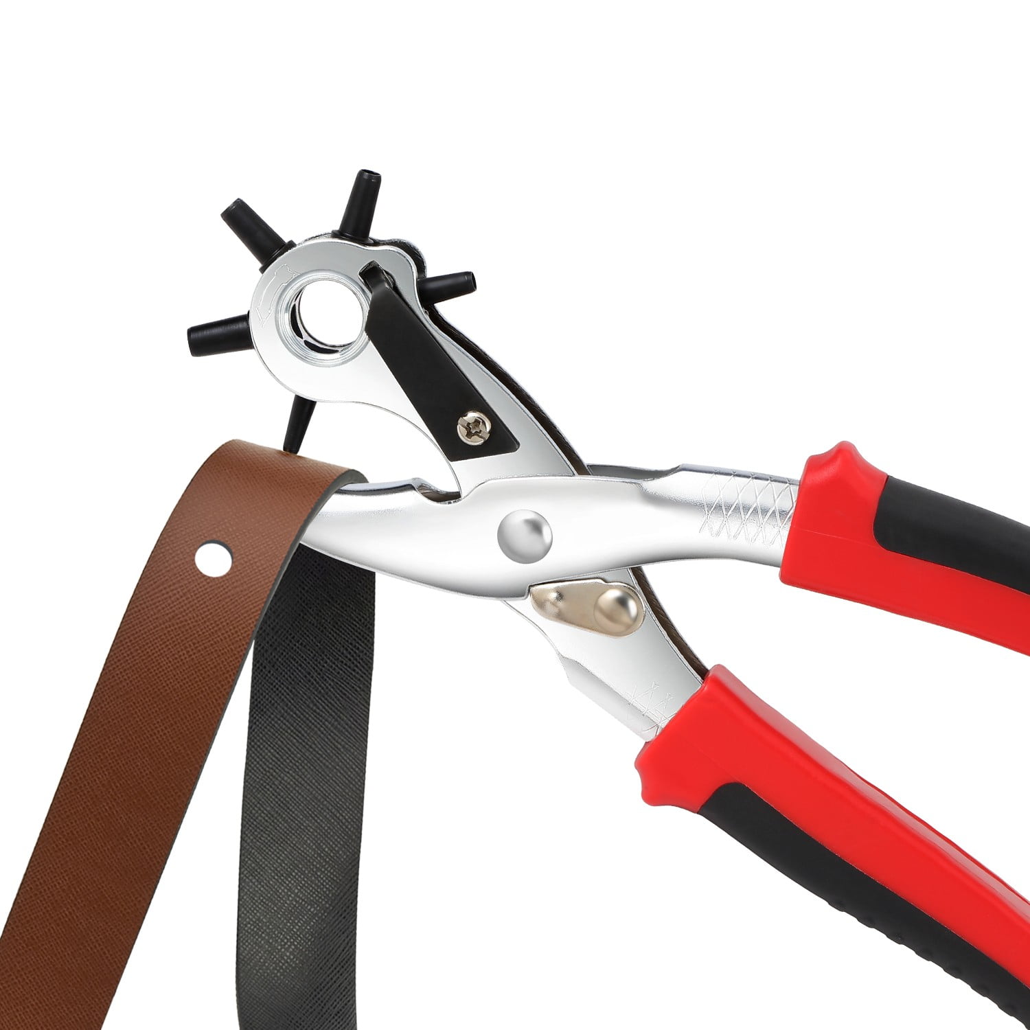 Revolving Leather Hole Punch Tool, Six Hollow Bell Punches Coated Steel ...