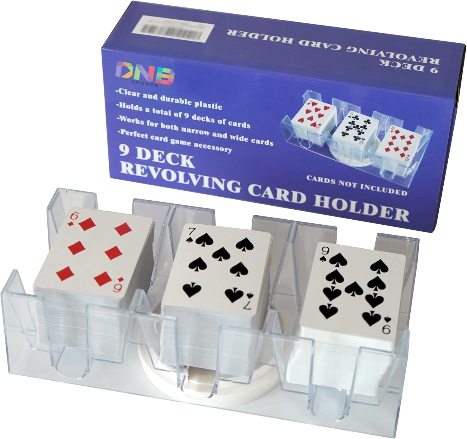 Revolving Playing Card Tray - 9 Deck Plastic Rotating Canasta Card ...