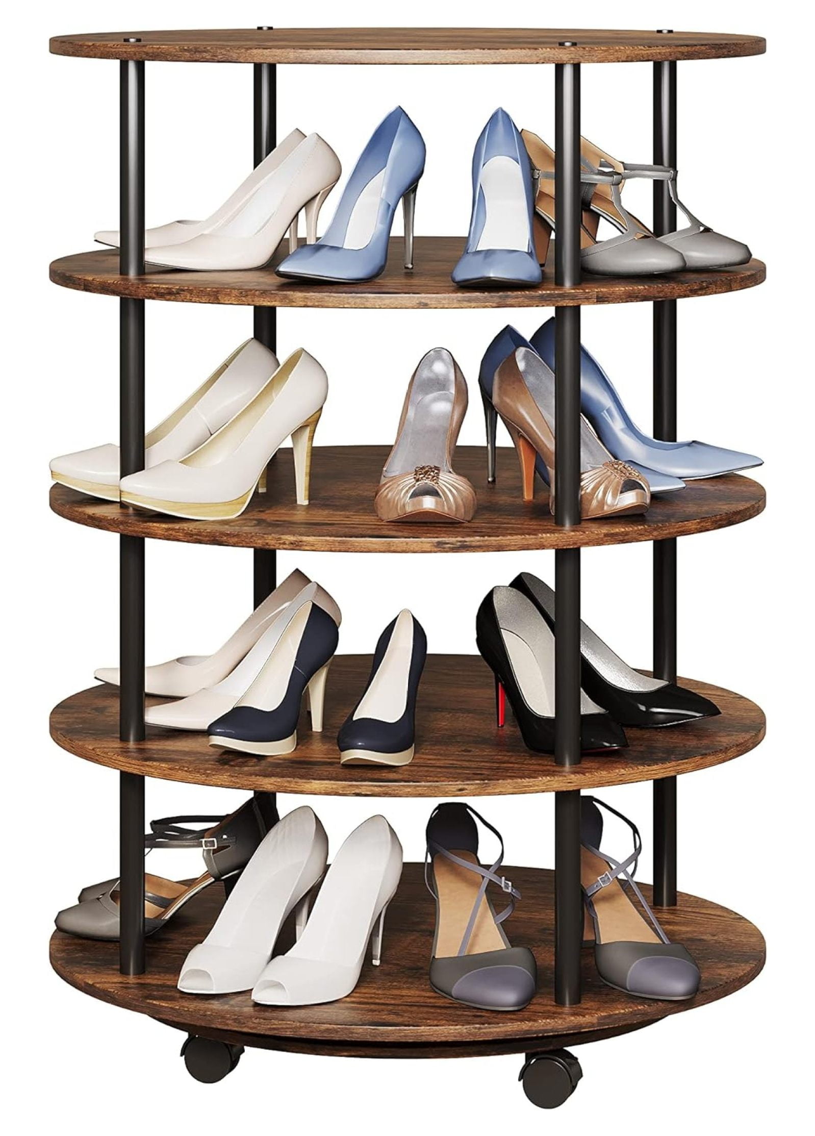 Revolving Shoe Rack Storage Organizer, 4-Tier RevolvingShoe Rack ...
