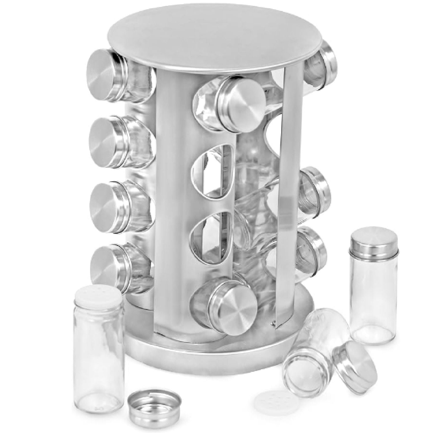 Revolving Spice Rack - Seasoning Storage with 16 Jars - Modern ...
