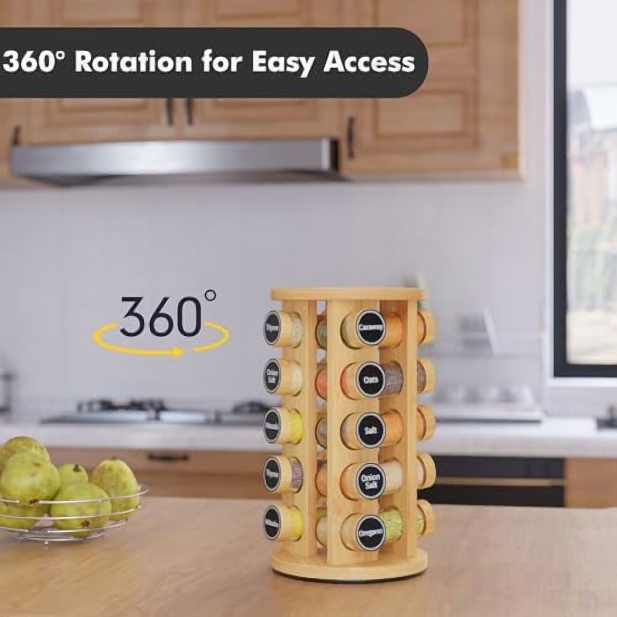 Revolving Spice Rack Set with 20 Spice Jars, Kitchen Spice Tower ...