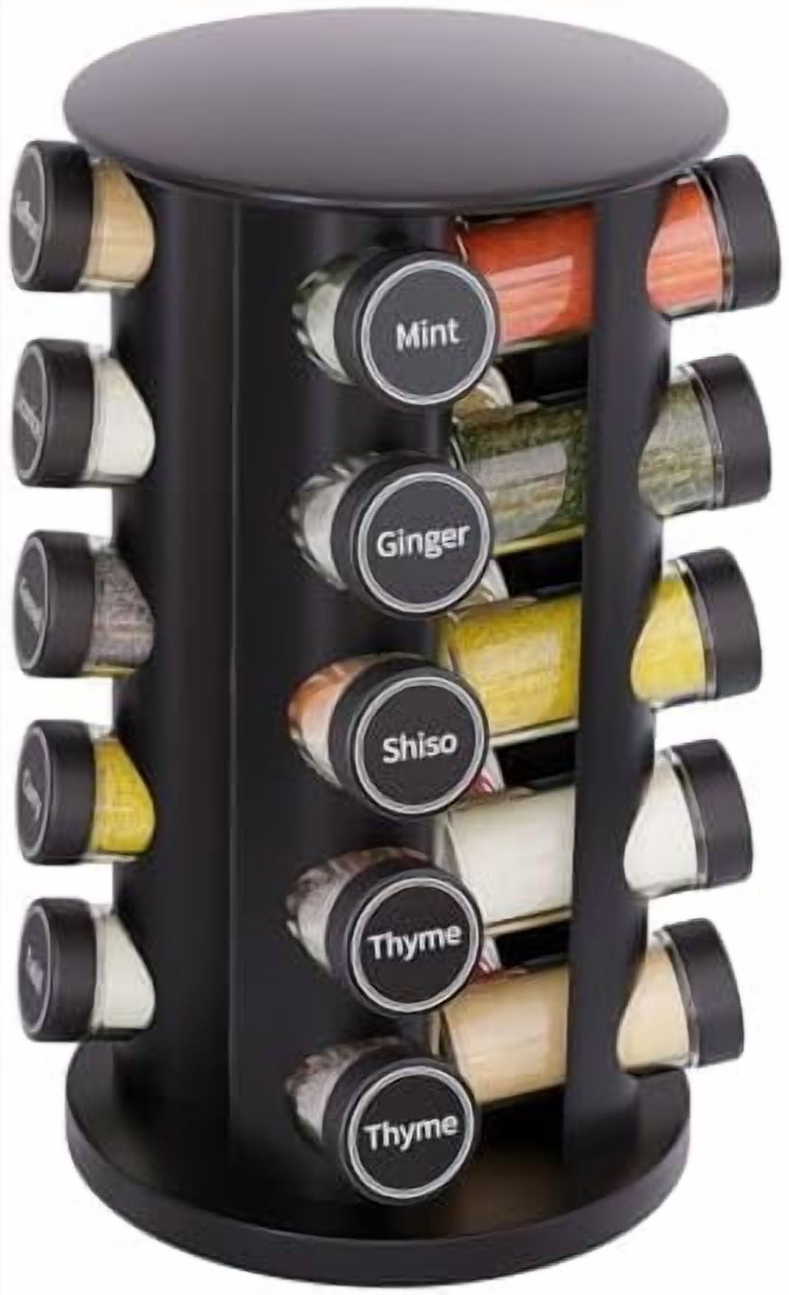Revolving Spice Rack Set with 20 Spice Jars, Kitchen Spice Tower ...