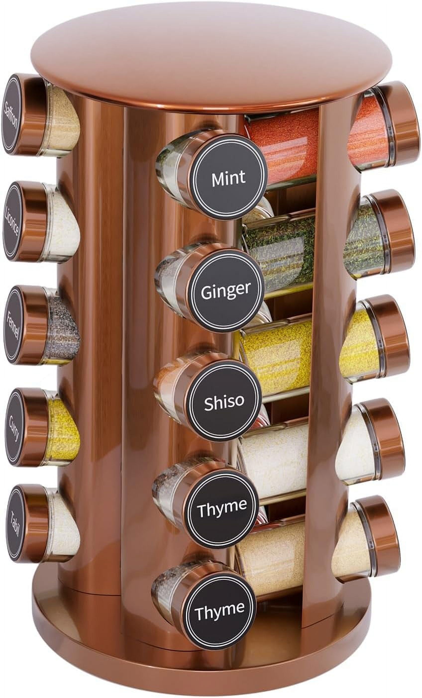 Revolving Spice Rack Set with 20 Spice Jars, Kitchen Spice Tower ...