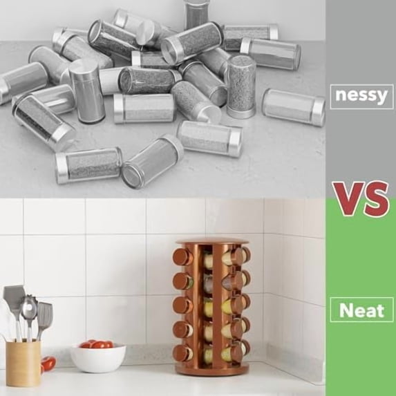 Revolving Spice Rack Set with 20 Spice Jars, Kitchen Spice Tower ...