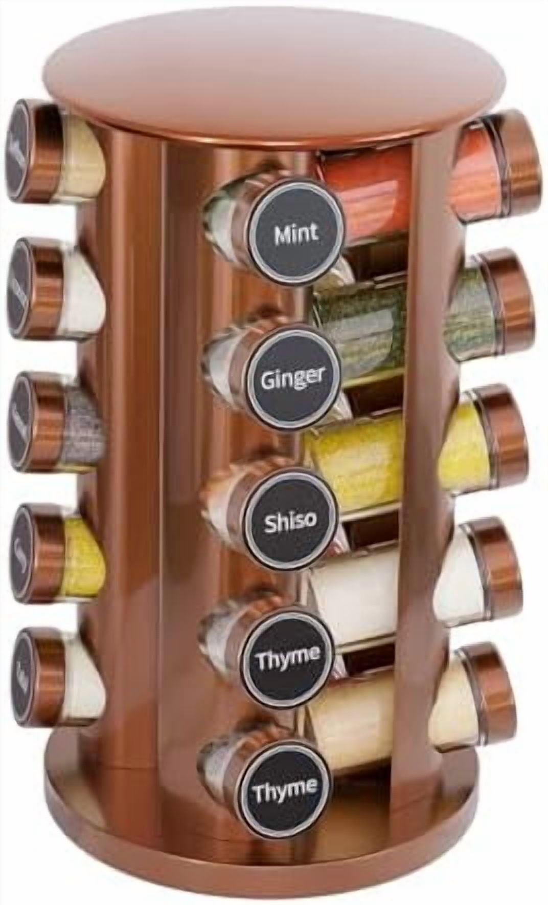 Revolving Spice Rack Set with 20 Spice Jars, Kitchen Spice Tower ...