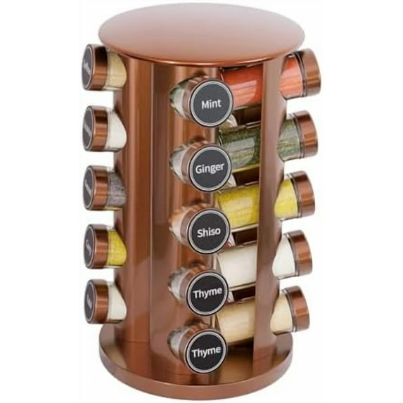 Revolving Spice Rack Set with 20 Spice Jars, Kitchen Spice Tower ...