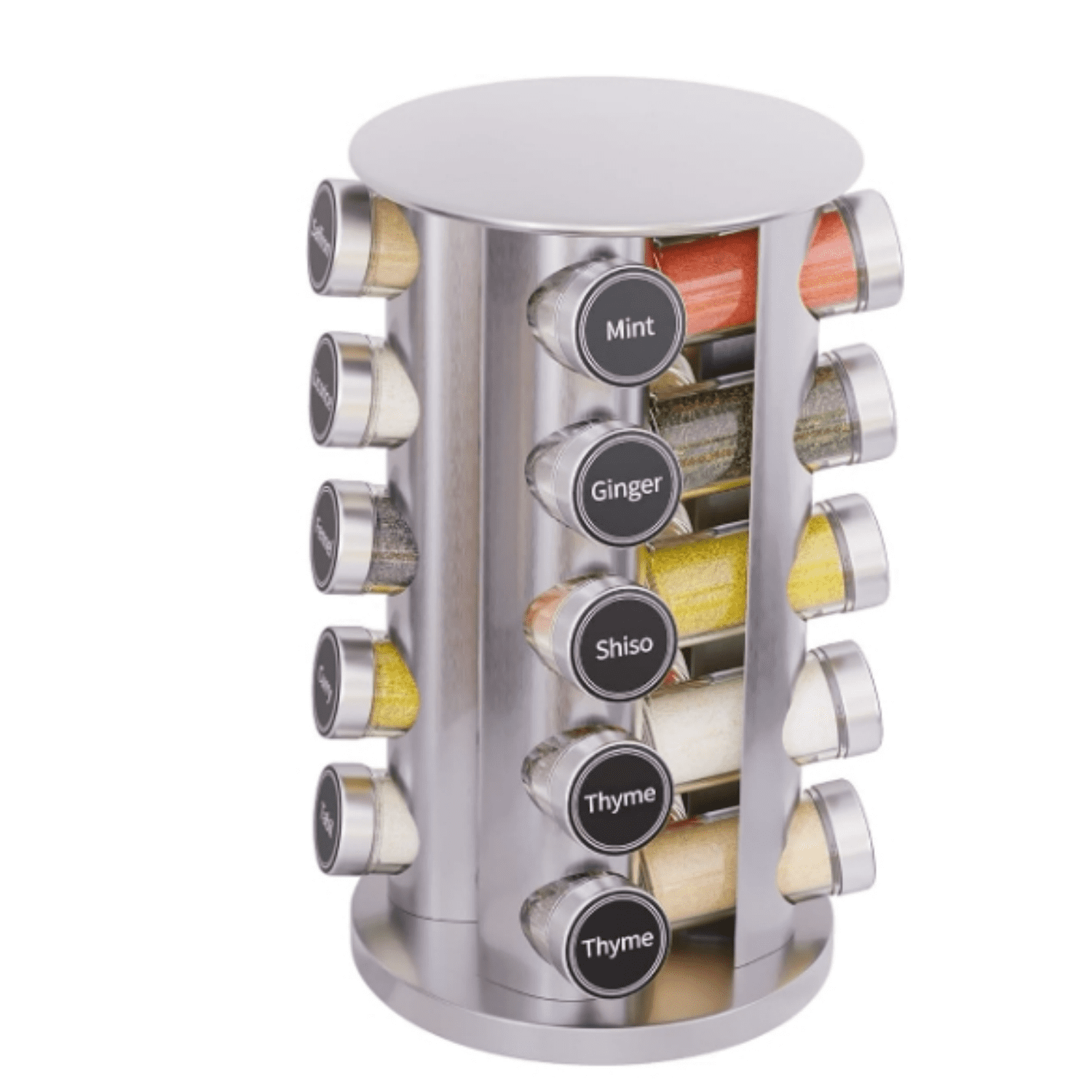 Revolving Spice Rack Set with 20 Spice Jars, Kitchen Spice Tower ...