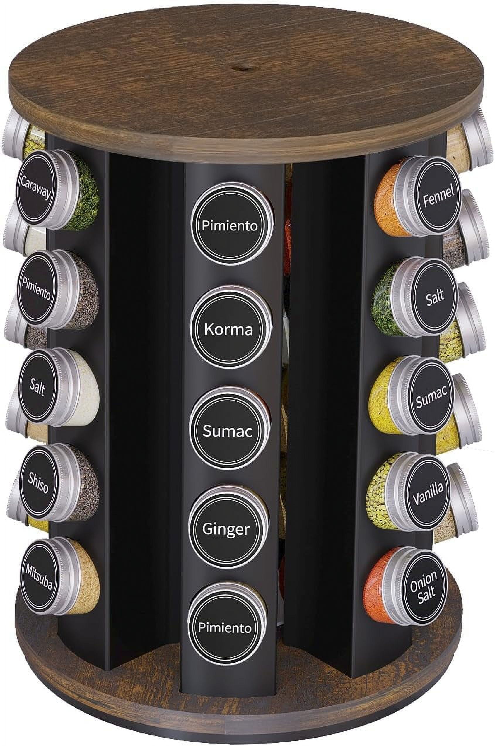Revolving Spice Rack Set with 35 Spice Jars, Kitchen Spice Tower ...