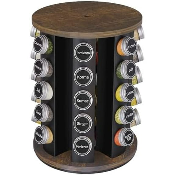 Revolving Spice Rack Set with 35 Spice Jars, Kitchen Spice Tower ...