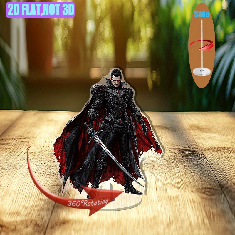Revolving acrylic display features a dark towering vampire in black ...