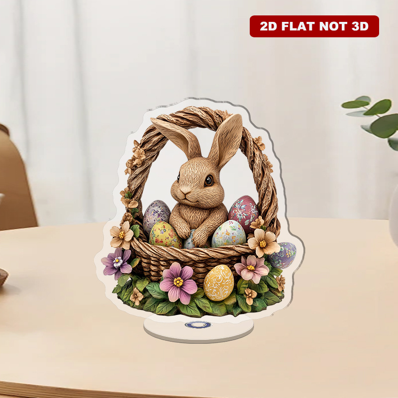 Revolving acrylic display featuring a detailed wooden Easter bunny in a ...