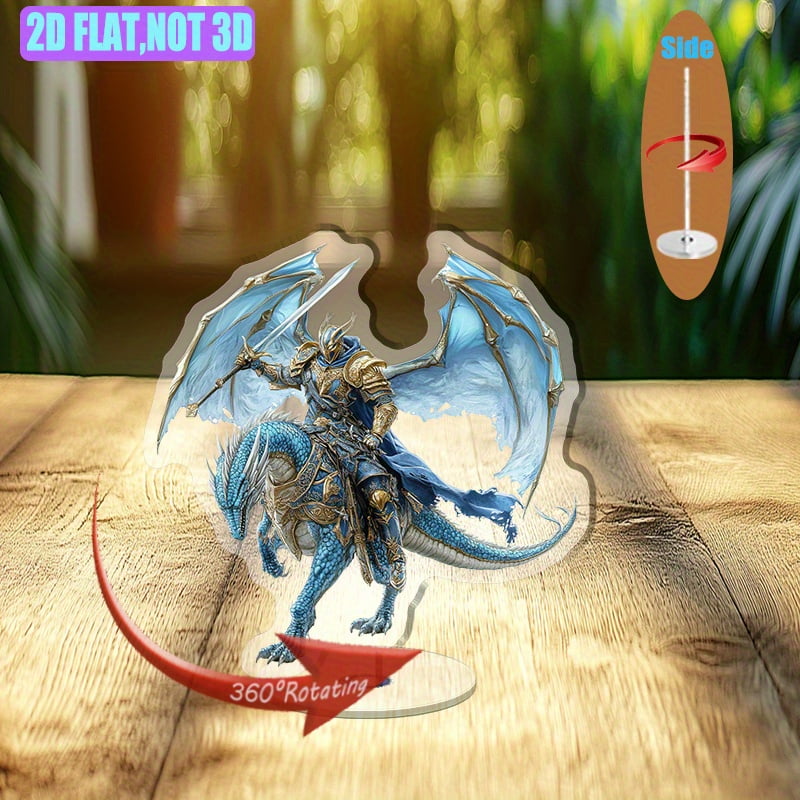 Revolving acrylic display featuring a dragon knight in ornate blue and ...